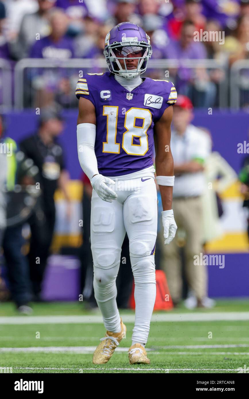 Minnesota Vikings wide receiver Justin Jefferson (18) during the first ...