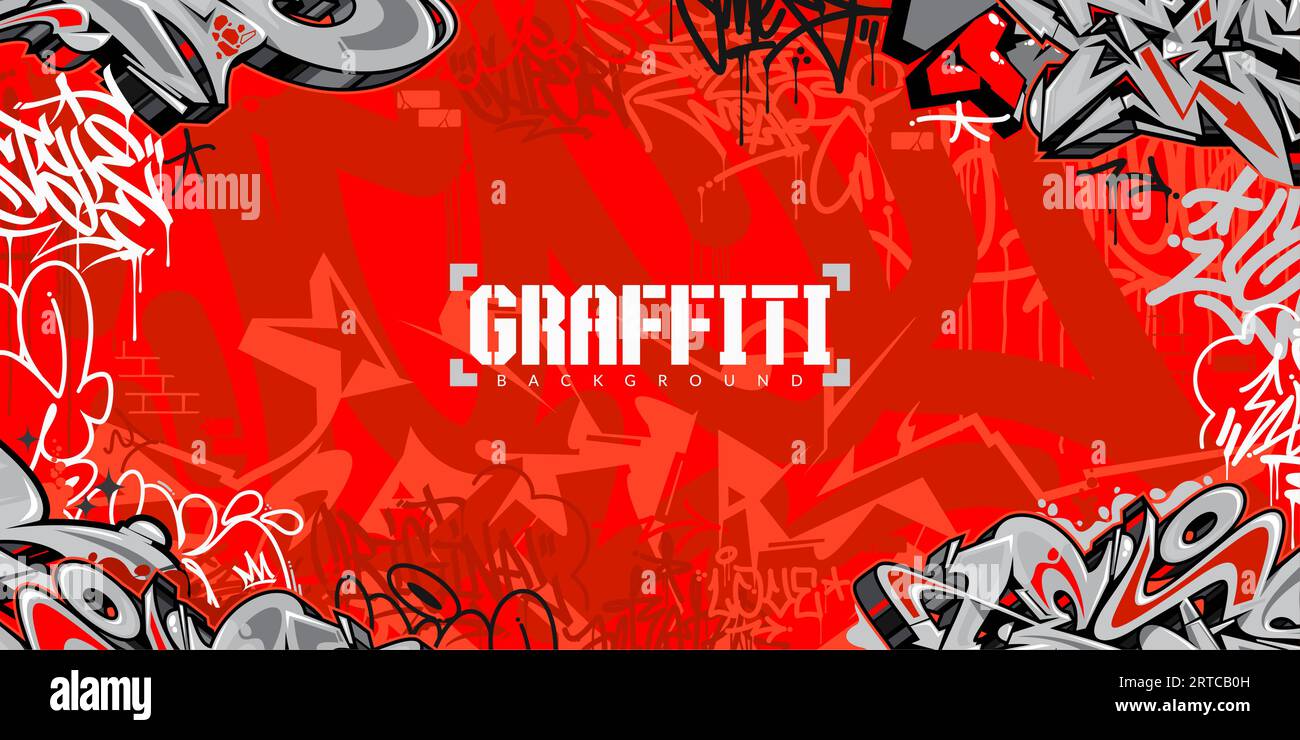 Red Colorful Abstract Urban Style Hiphop Graffiti Street Art Vector ...