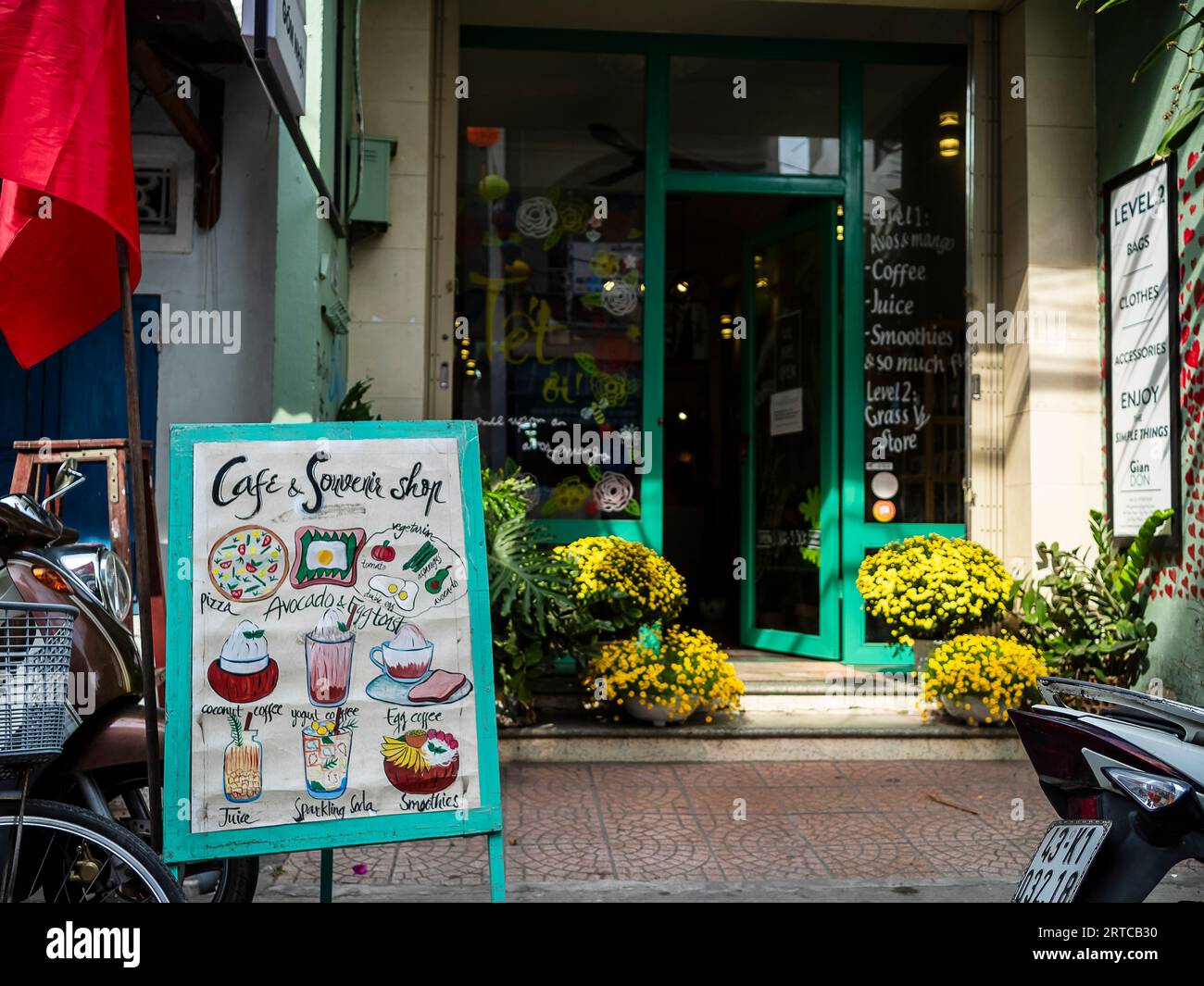 A cozy cafe with food signage Stock Photo - Alamy