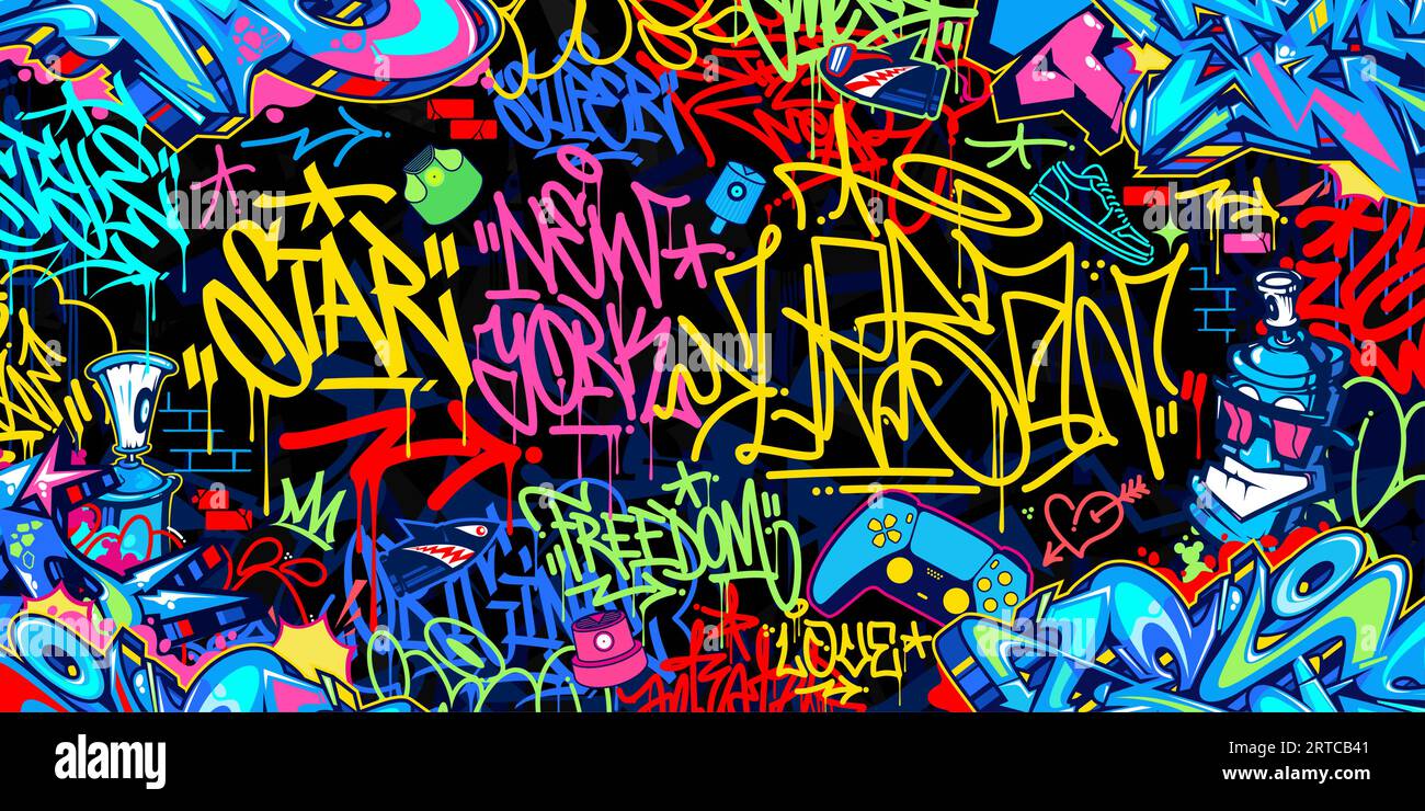Dark Abstract Urban Style Hiphop Graffiti Street Art Vector ...