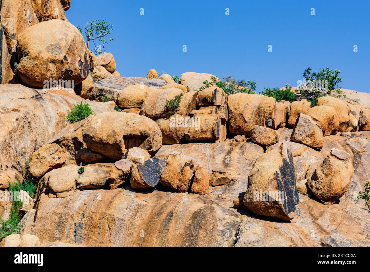 Striking granite rocks called Kopjes on a rock plateau in the Erongo ...