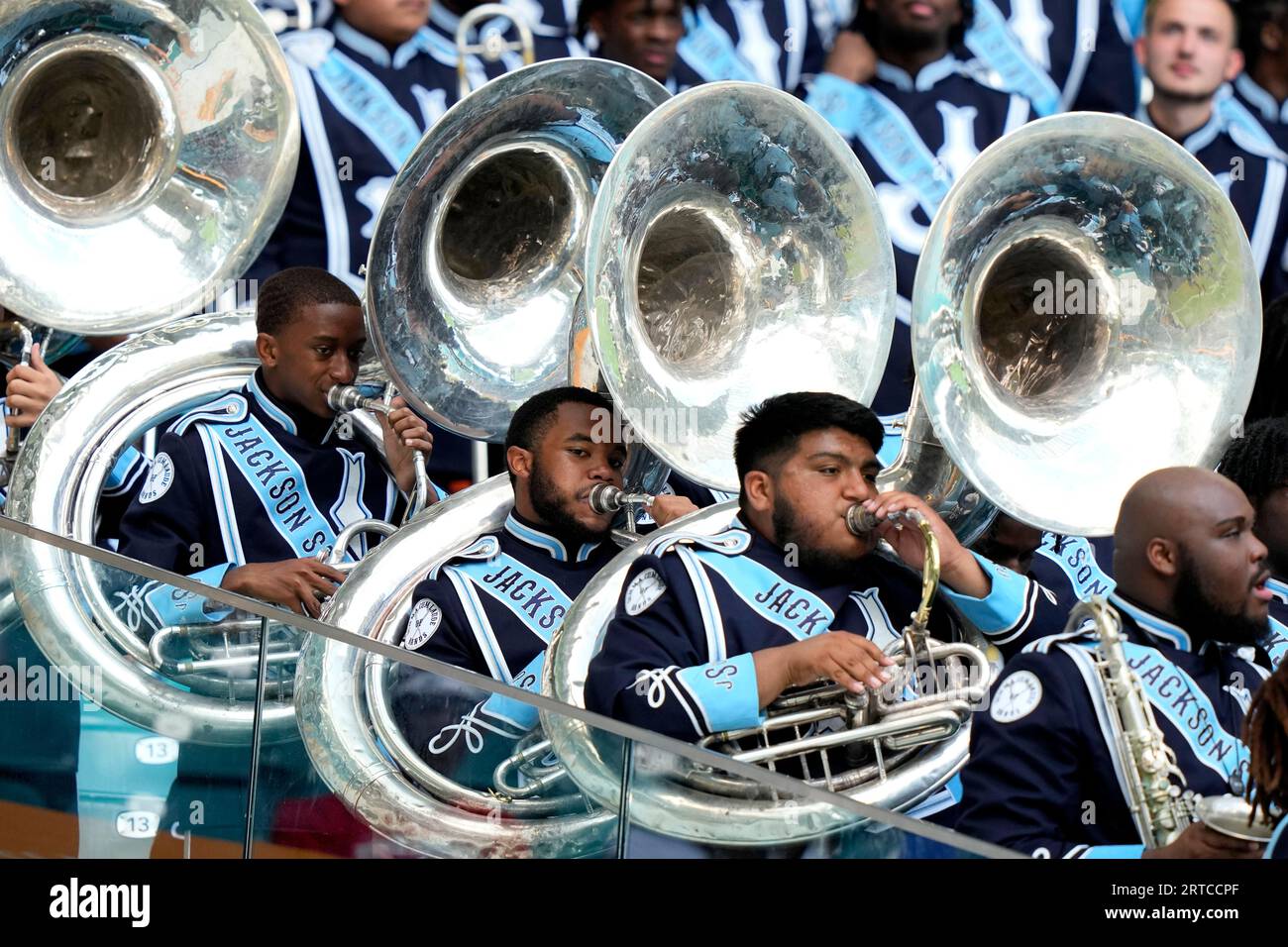 The Jackson State Sonic Boom of the South marching band performs during ...
