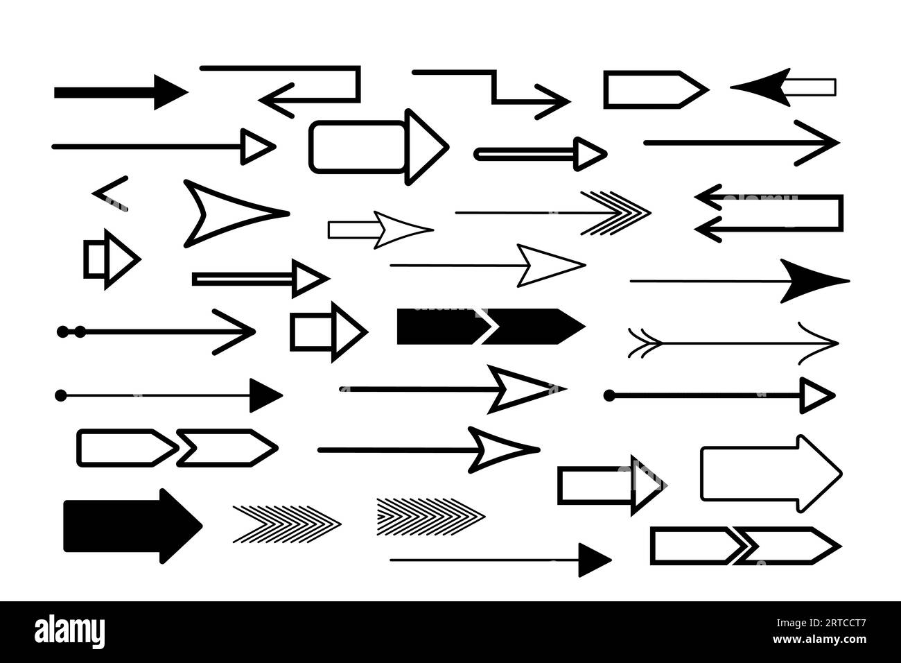 Arrows set simple hand drawn vector illustration, sign pointing different directions Stock ...