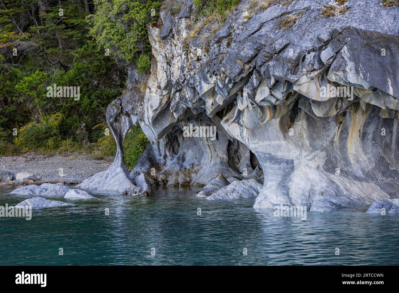 Columns and forms of the picturesque marble caves Cuevas de Marmol in ...
