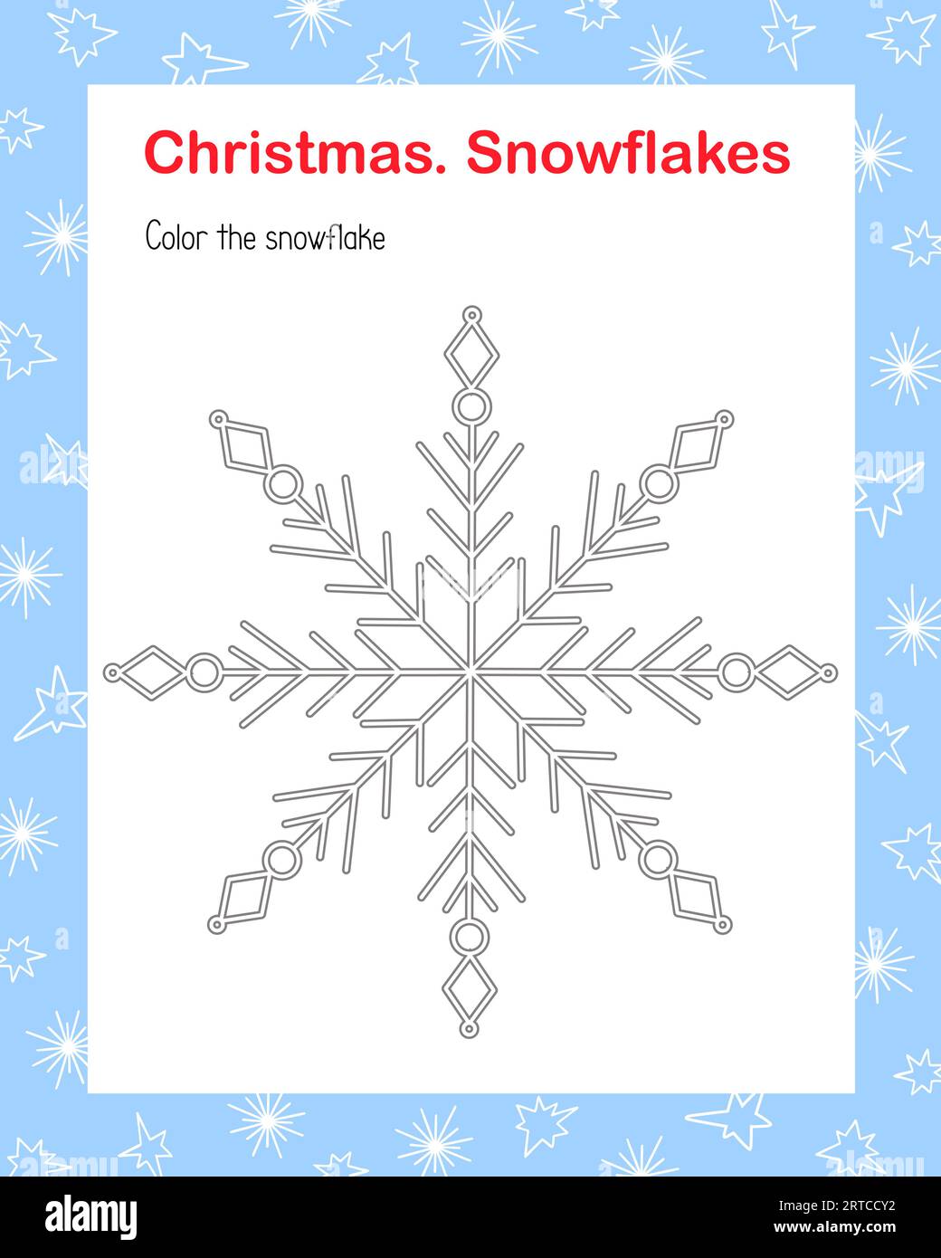 Snowflake simple outline cartoon coloring page vector illustration ...