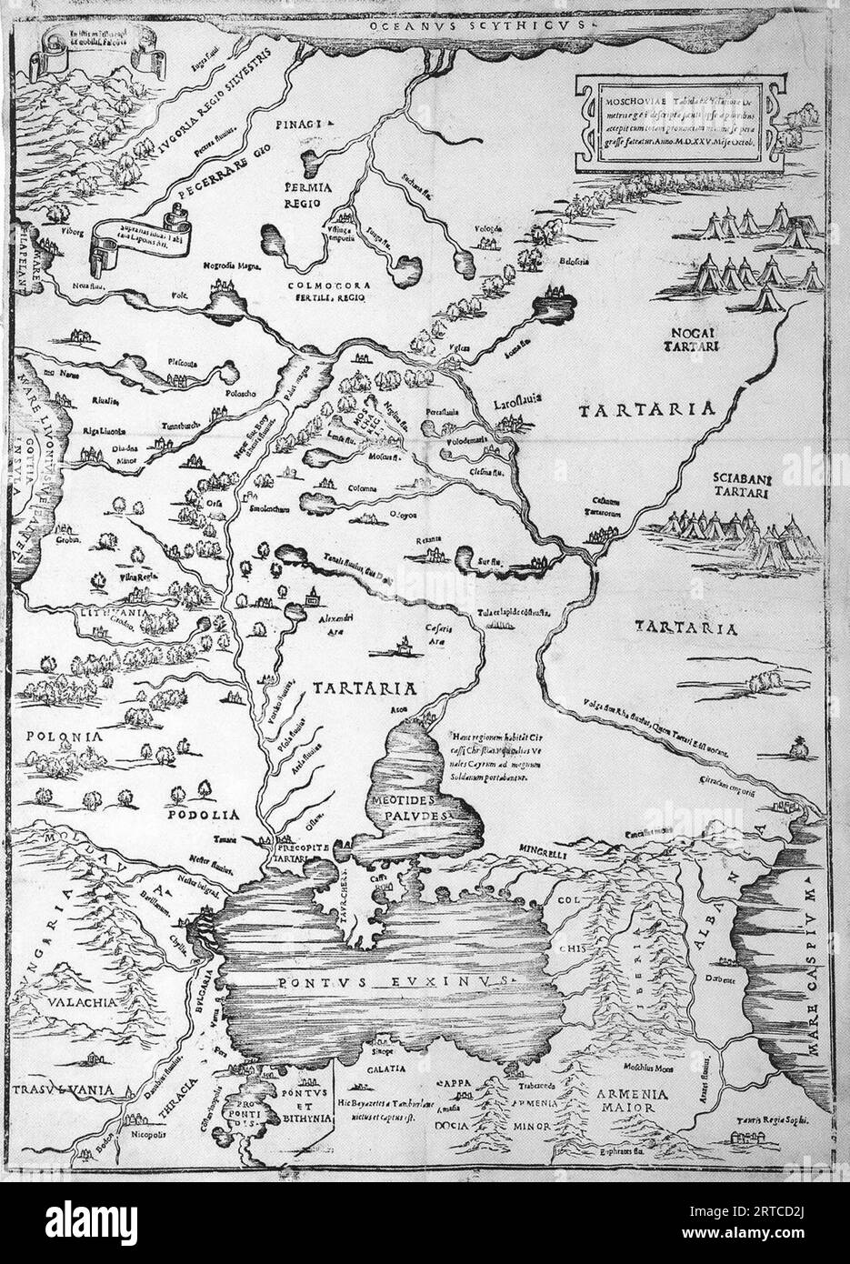 Map of Muscovy by Battista Agnese illustrating Giovio's Muscovite ...