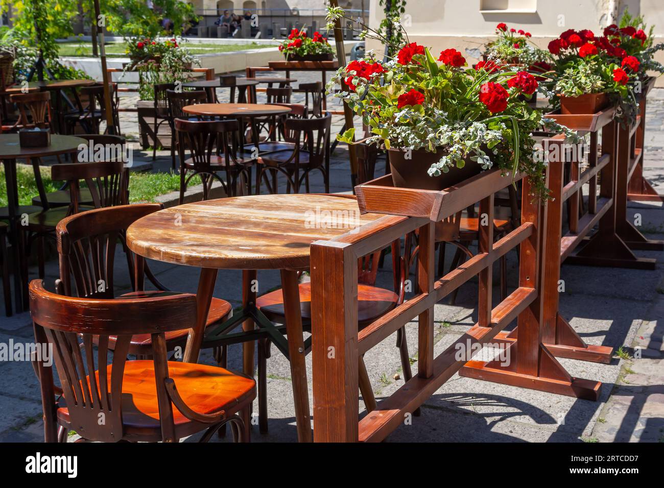 Cozy street with cafe tables in Lviv, Ukraine. Summer street cafe Stock ...