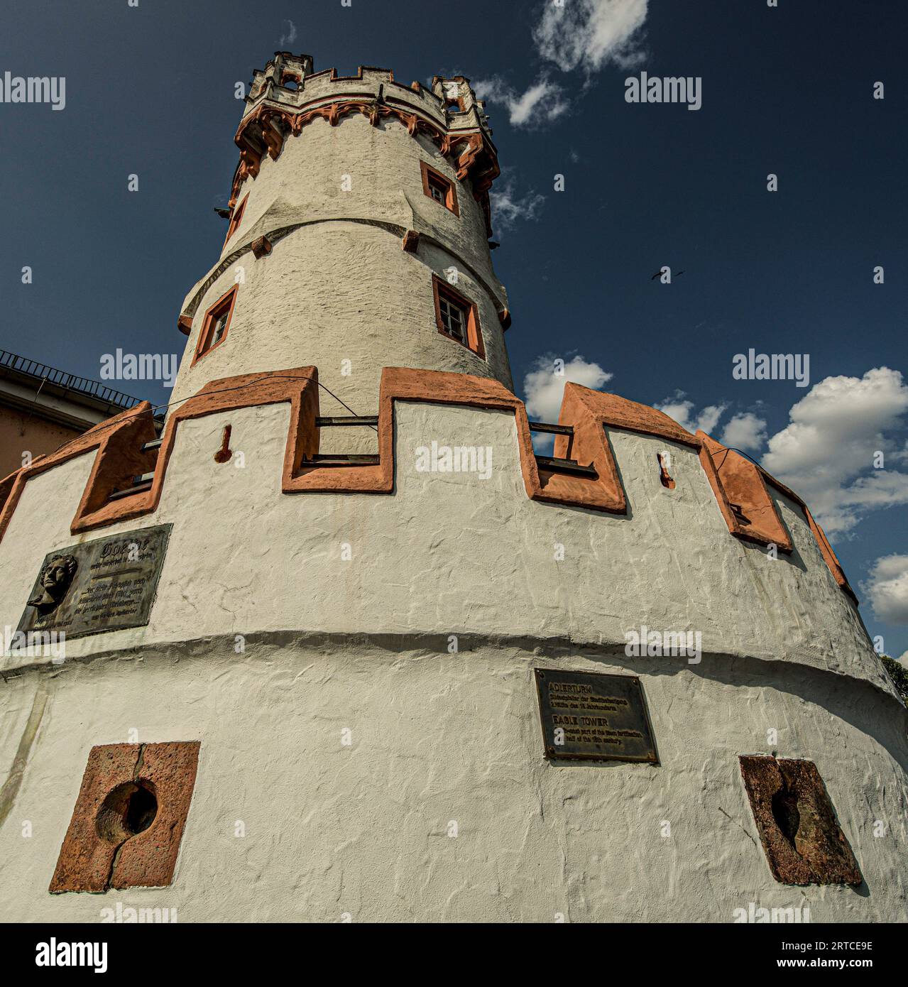 Eagle Tower in the old town of Rüdesheim, part of the medieval town ...