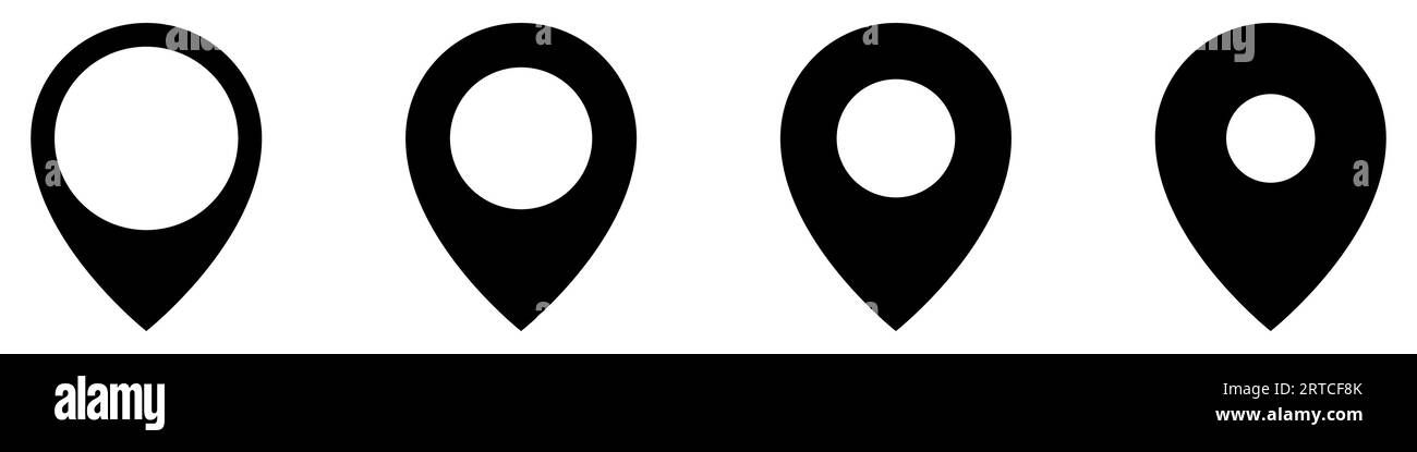 Location icon set. Navigation pointer black icon. Map point icons ...