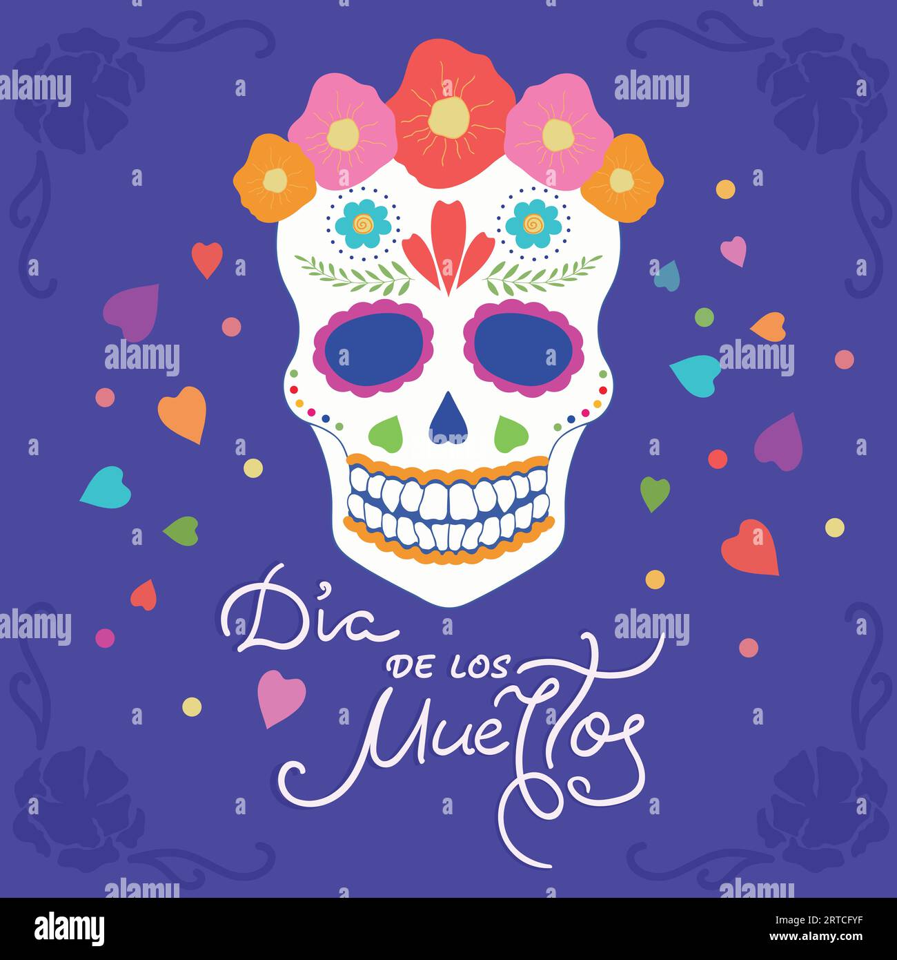 Colored mexican skull Stock Vector Images - Alamy