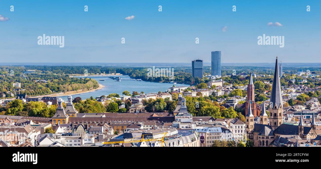aerial of Bonn, with river Rhine, the former capital of Germany Stock ...