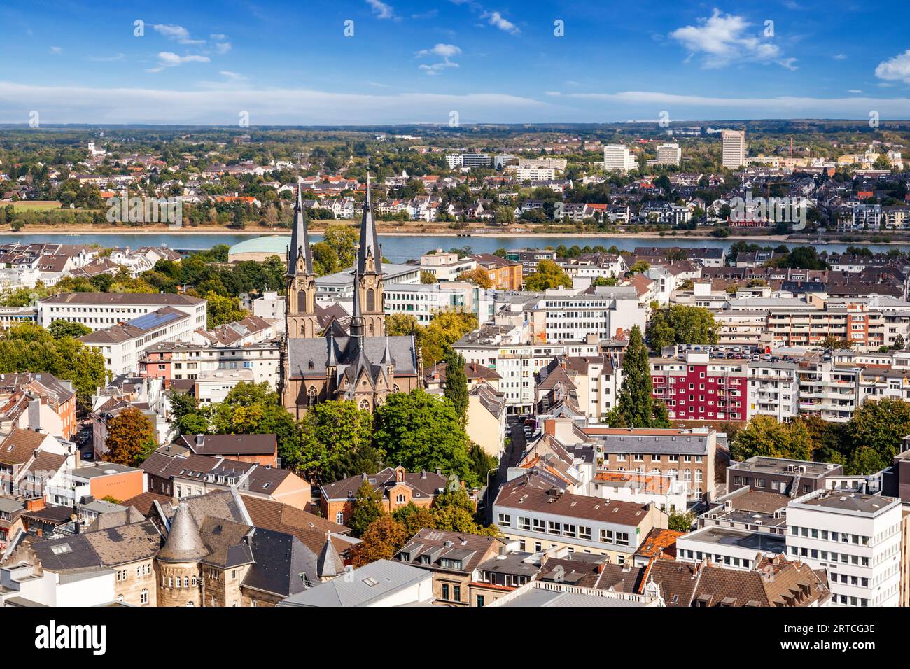 aerial of Bonn, with river Rhine, the former capital of Germany Stock ...