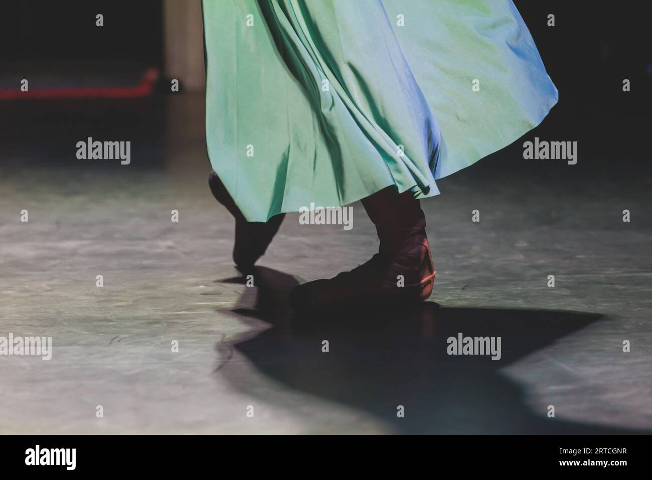 Ballet dancers couple during performance repetition, classic ballet ...