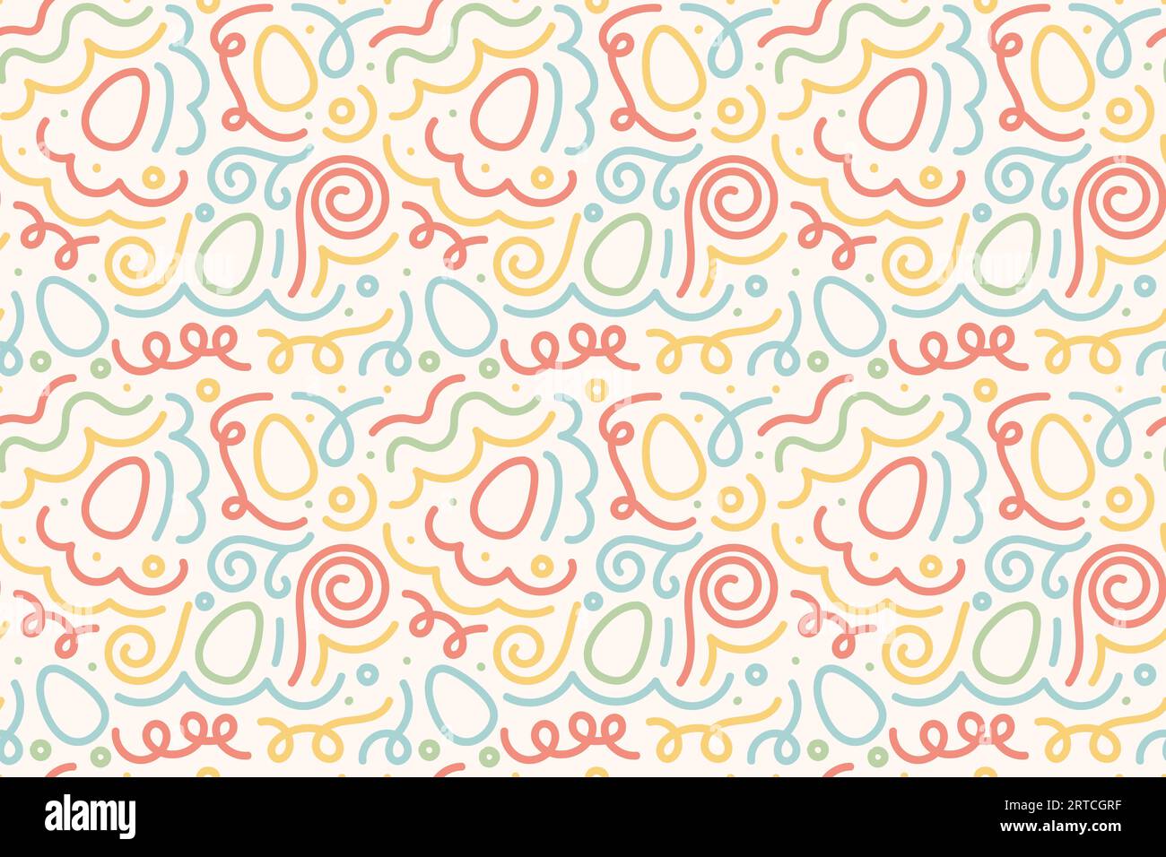 Colorful squiggle print with soft pastel seamless pattern. Cute ...
