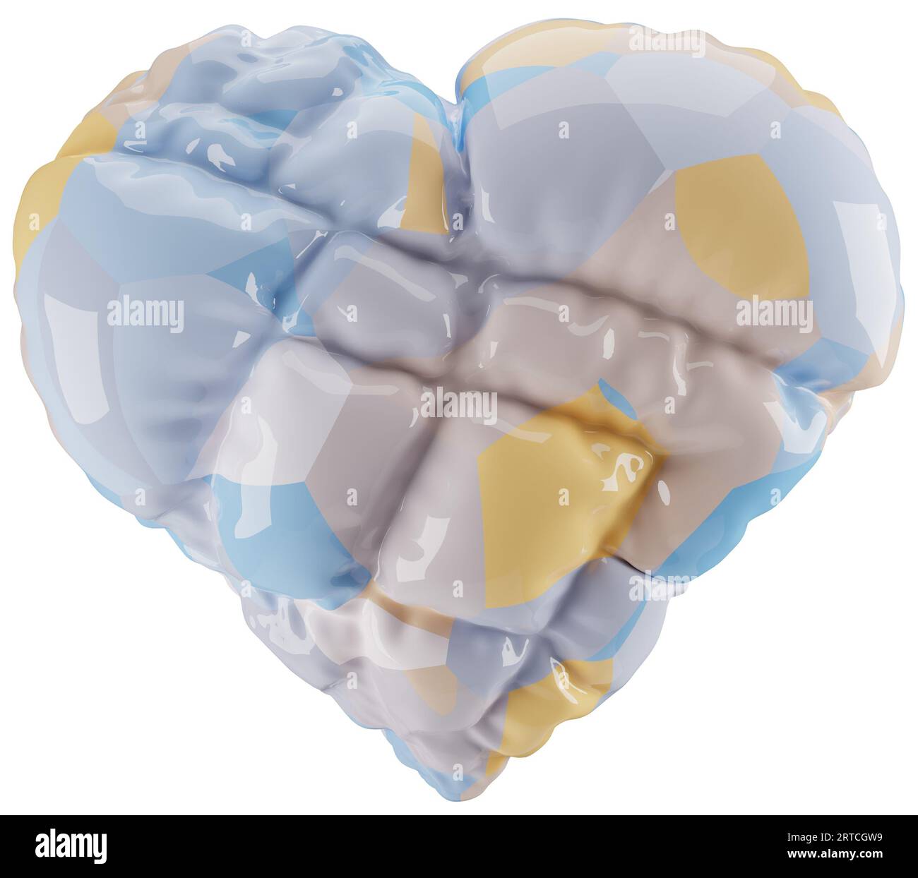 3D Blue Heart Illustration, inflated abstract heart balloon clipart ...