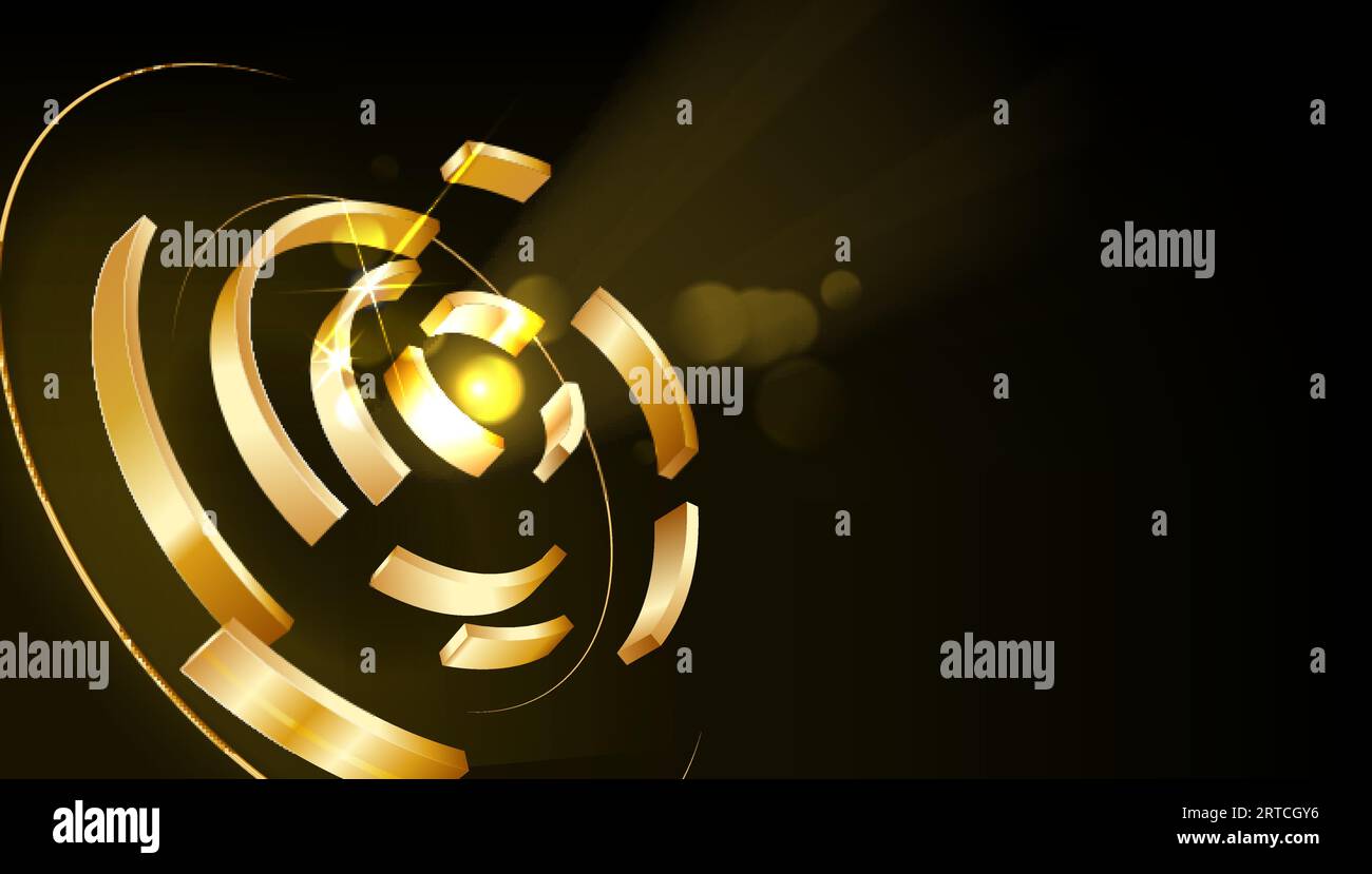 Abstract golden circle light effect on black background. Vector Stock ...