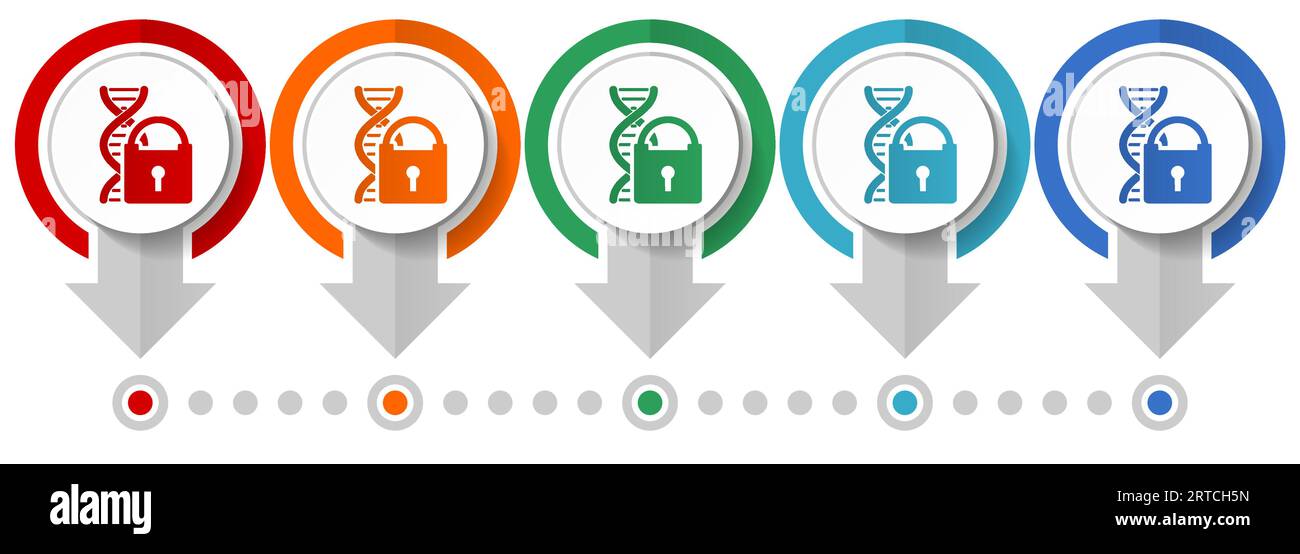 Dna, genetic research vector icon set, flat design infographic template ...