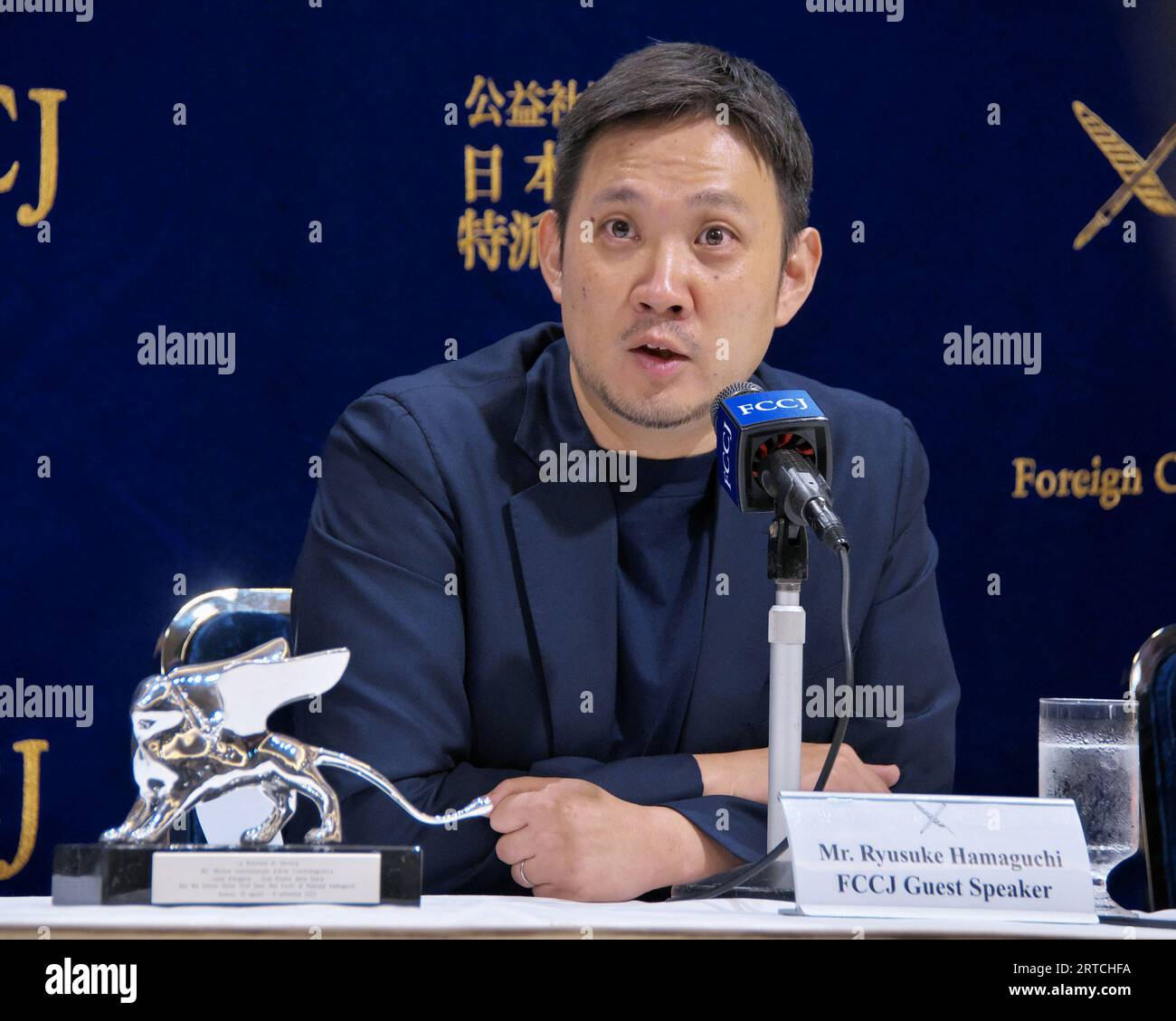 Tokyo, Japan. 12th Sep, 2023. Director Ryusuke Hamaguchi speaks during a press conference in ...