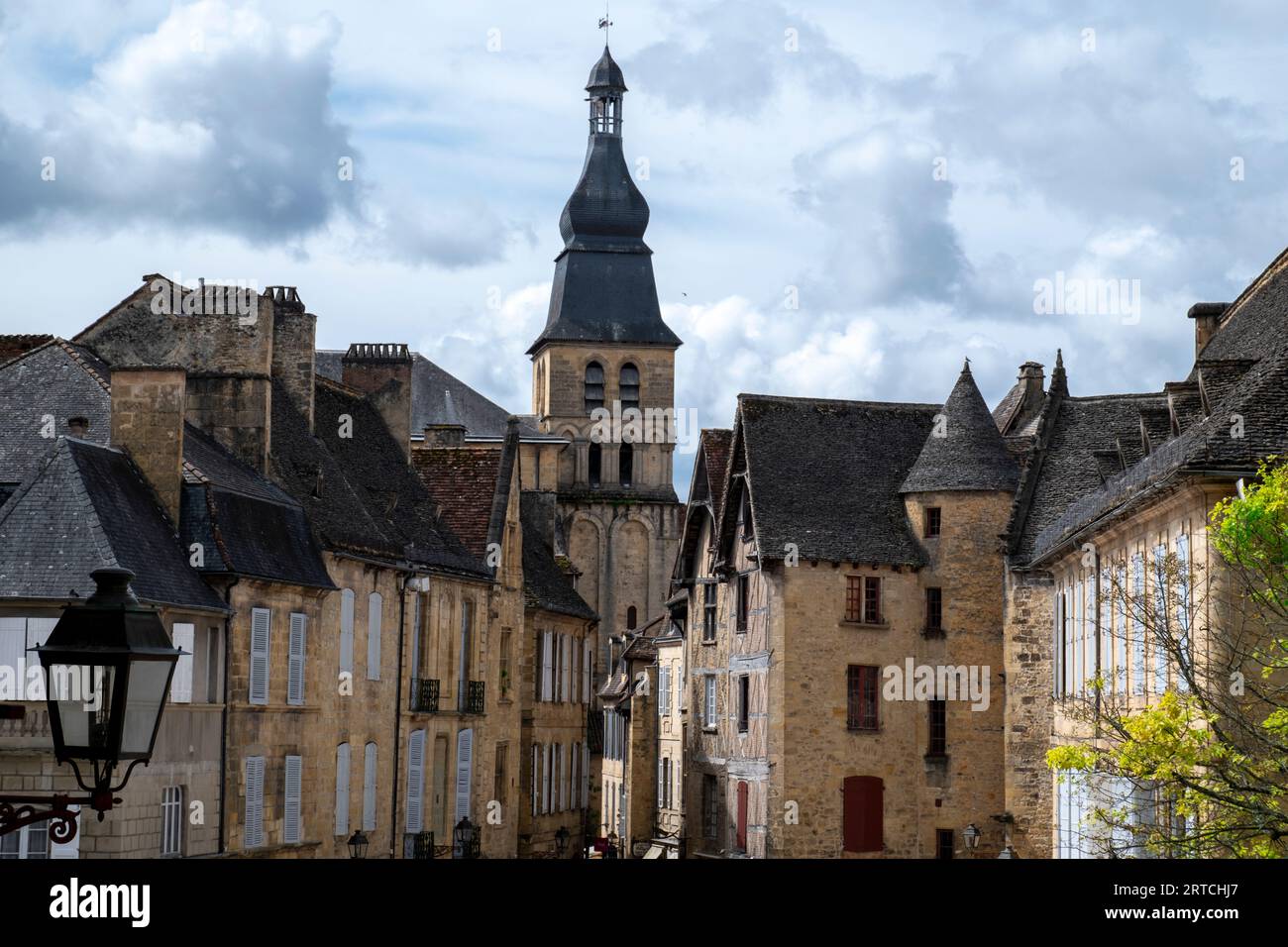 France- Dordogne- Sarlat-la-Caneda- Shuttered windows of old medieval ...