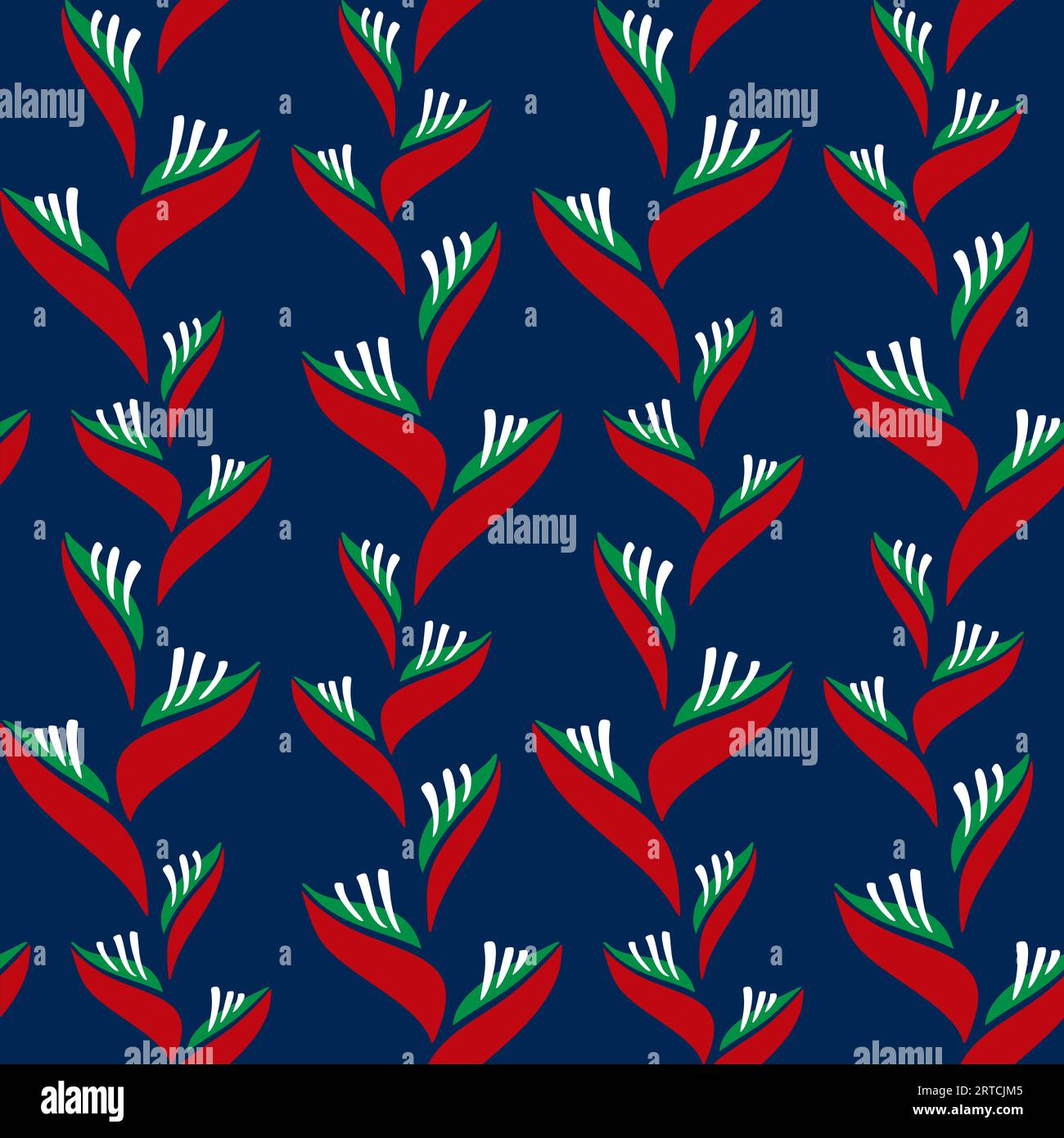 Seamless pattern with stylized heliconia flowers in 4 colors Stock ...