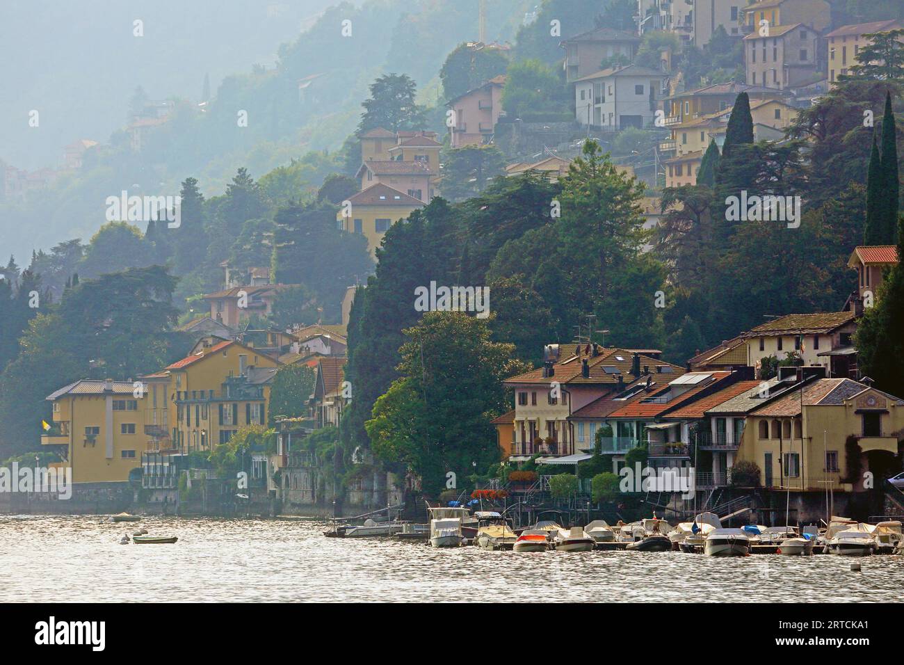The village of Laglio on the west coast of Lake Como, Lombardy, Italy ...