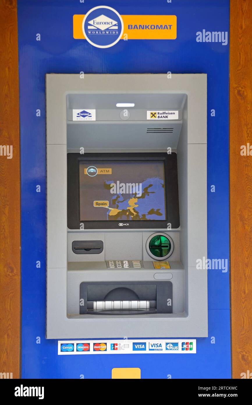 Rovinj, Croatia - October 16, 2014: Euronet Atm Raiffeisen Bank ...