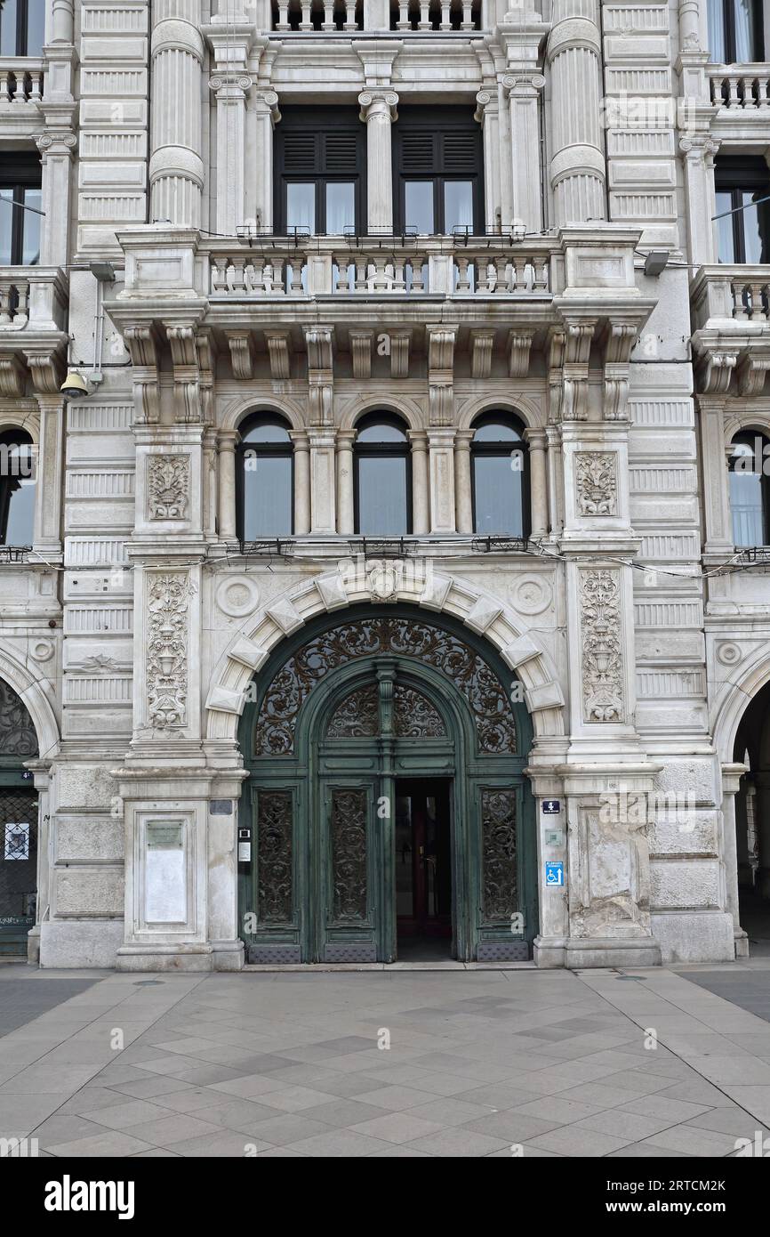 Arch door entrance to city hall municipal building in trieste hi-res ...
