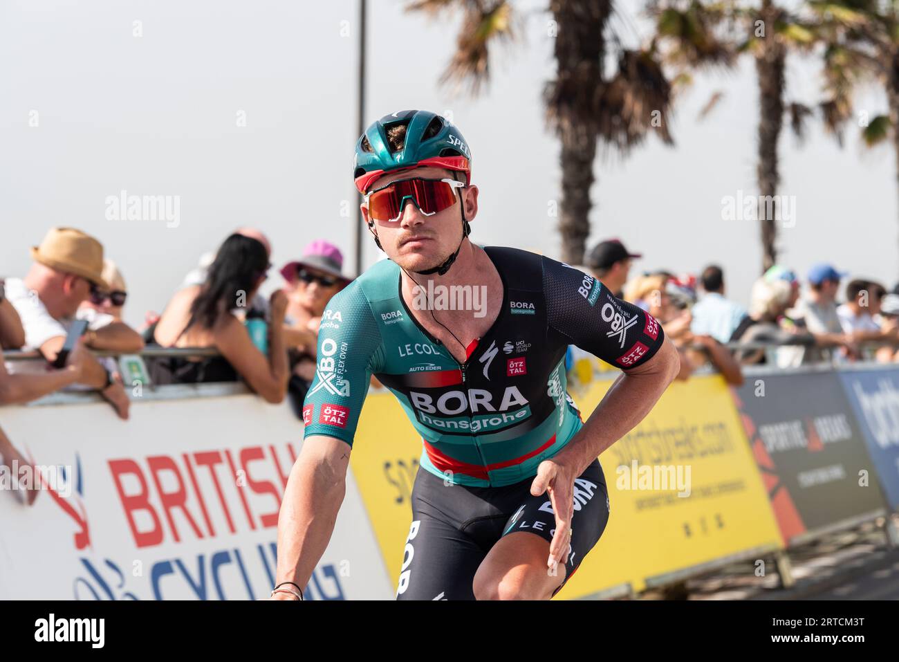 Ryan Mullen of team Bora–Hansgrohe at the Tour of Britain cycle race ...