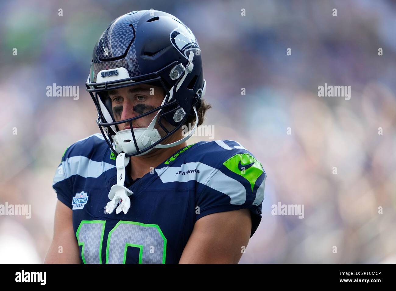 Seattle Seahawks wide receiver Jake Bobo stands on the sideline during ...