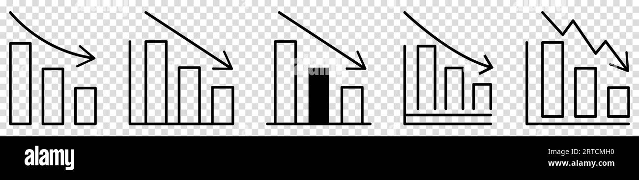 Deflation line icon set. Economic crisis sign. Vector illustration ...