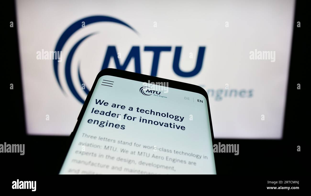 Smartphone with website of German aviation company MTU Aero Engines AG ...