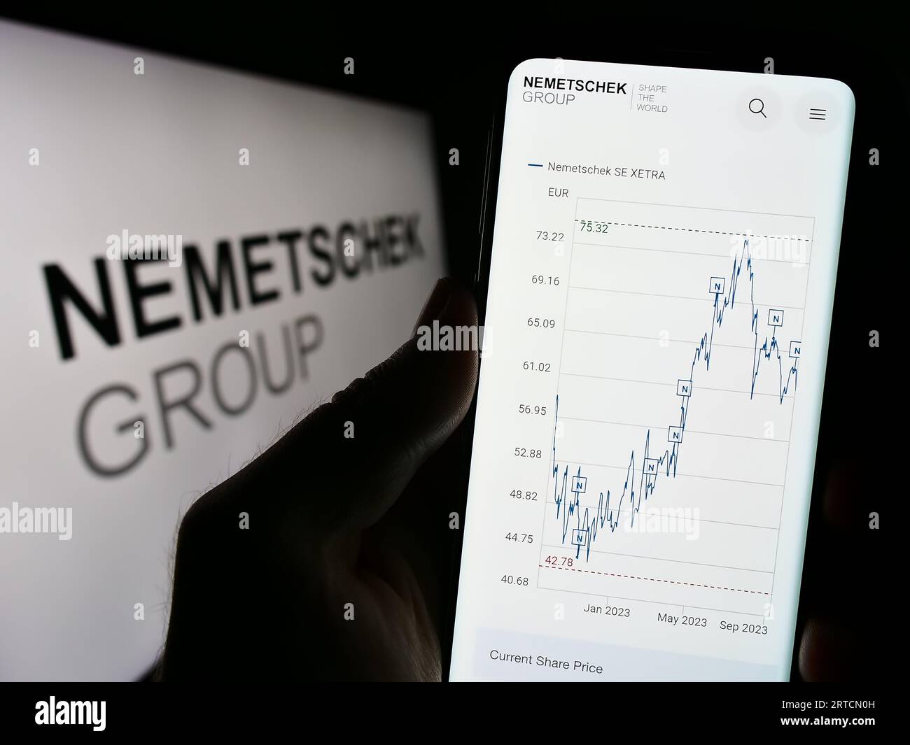 Person holding smartphone with website of German software company ...