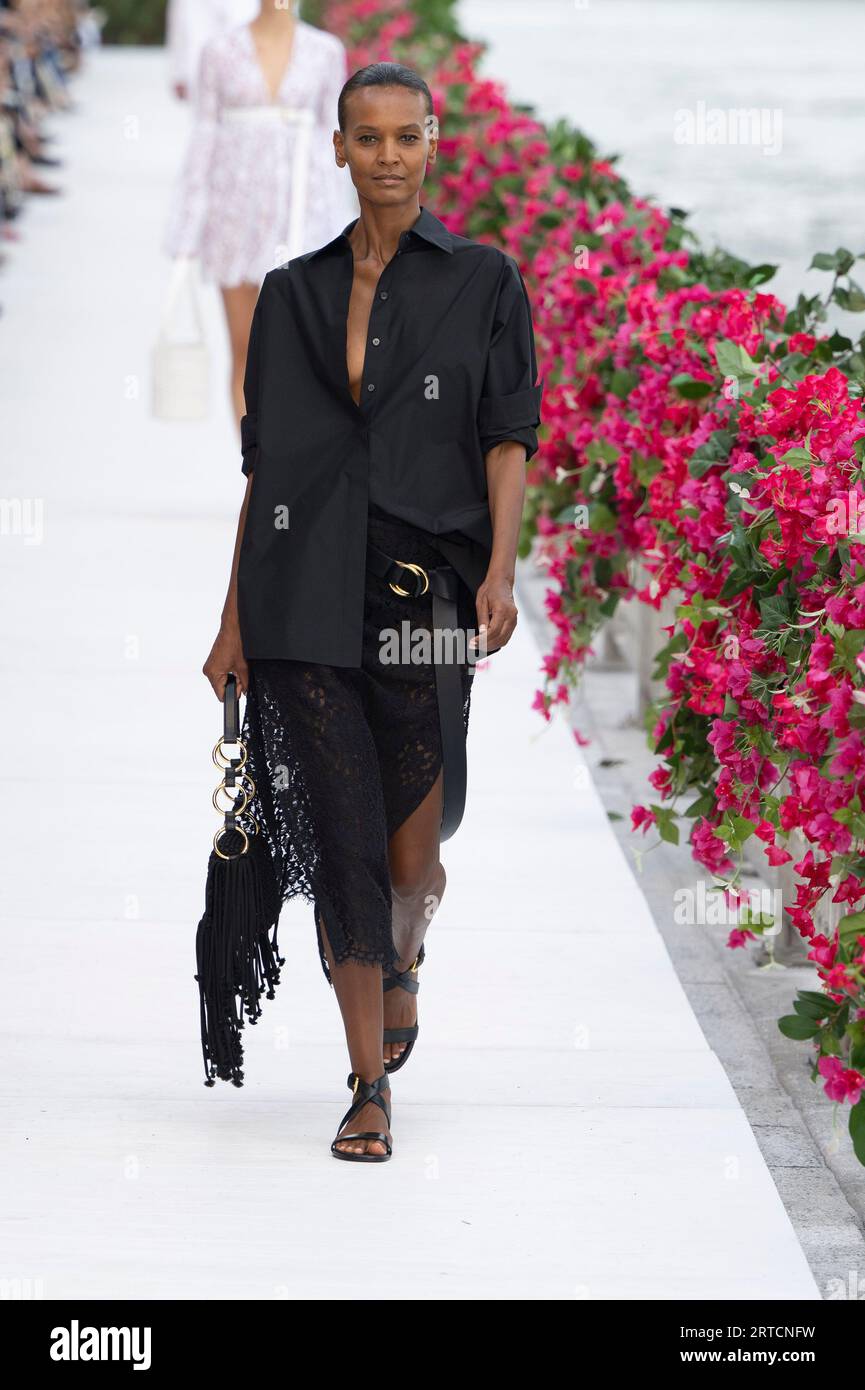 New York, USA. 11th Sep, 2023. Model Liya Kebede walks on the runway at ...