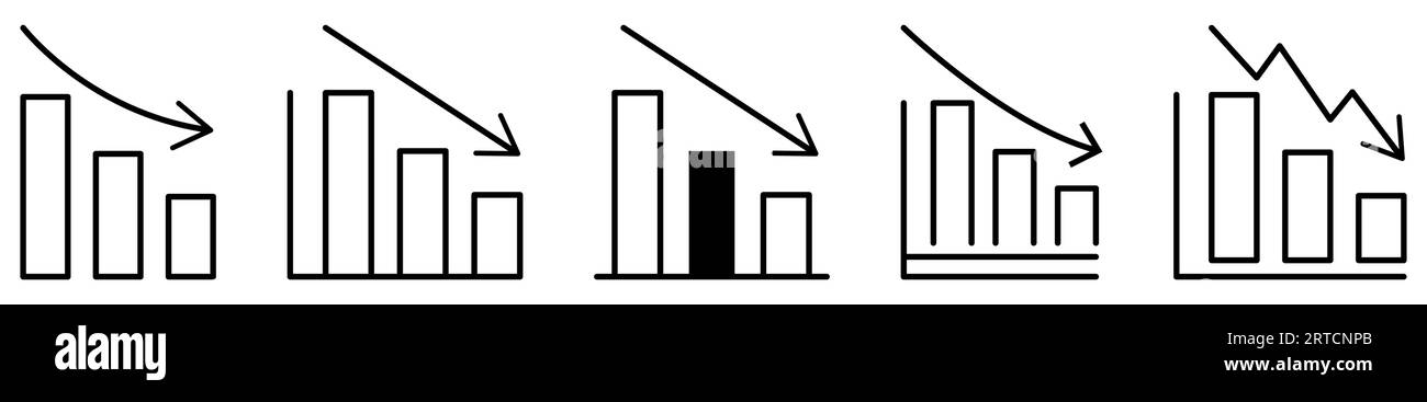 Financial risk icons. Decrease icon set. Vector illustration isolated on white background Stock ...