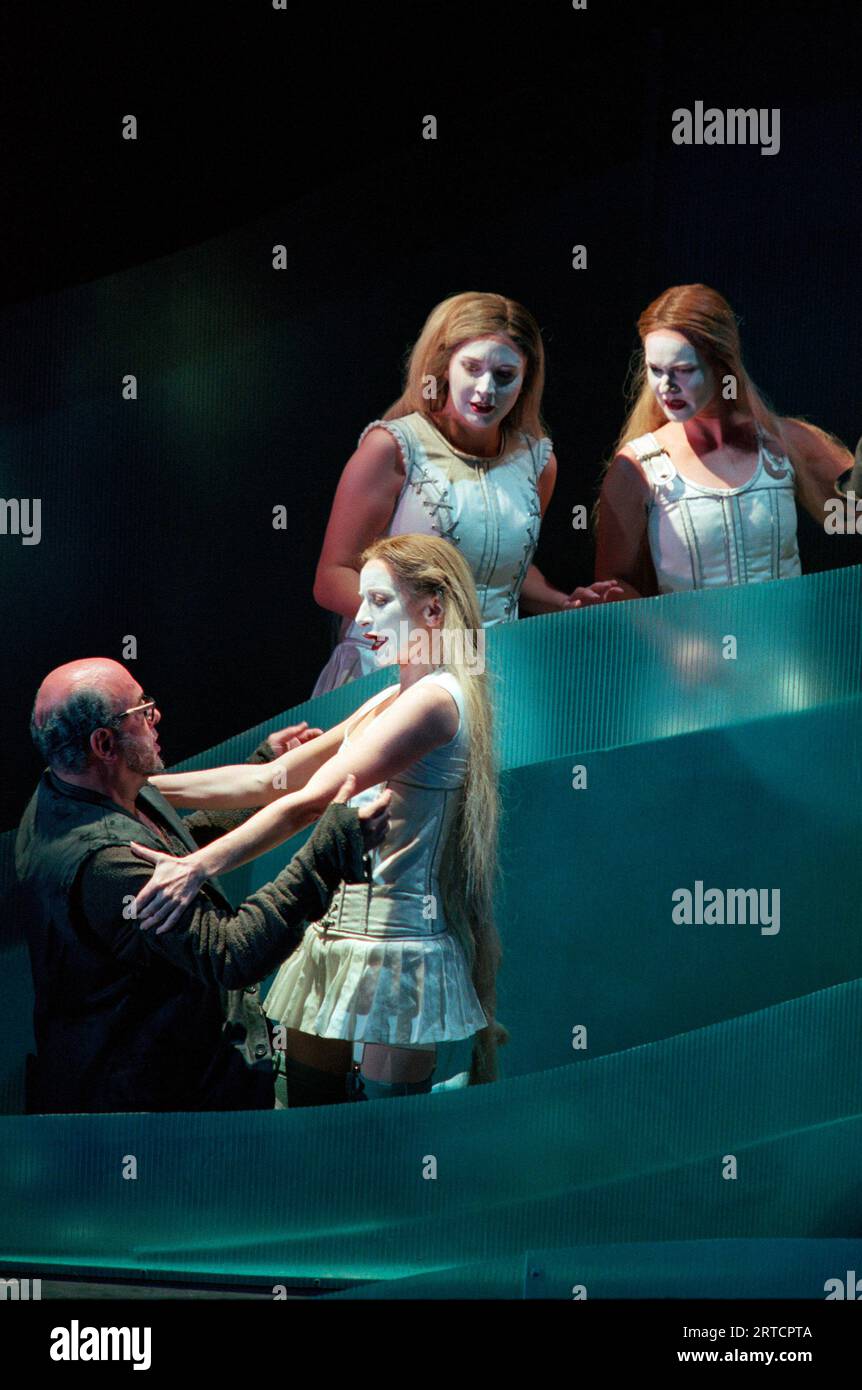 l-r: Peter Sidhom (Alberich), Leah Marian Jones (Flosshilde), Inka Rinn ...