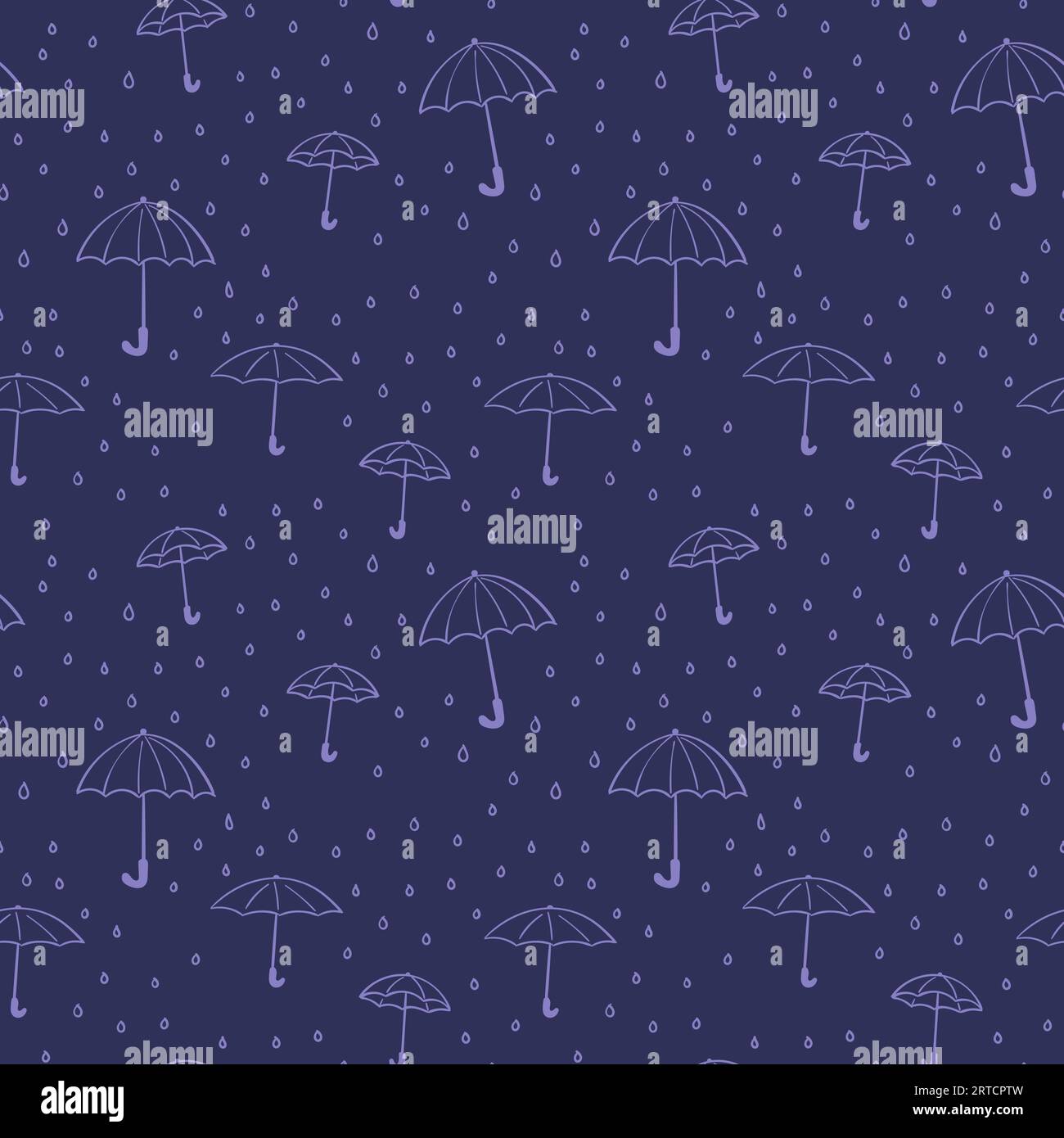Seamless monochromatic background of umbrellas and raindrops, Rainy ...