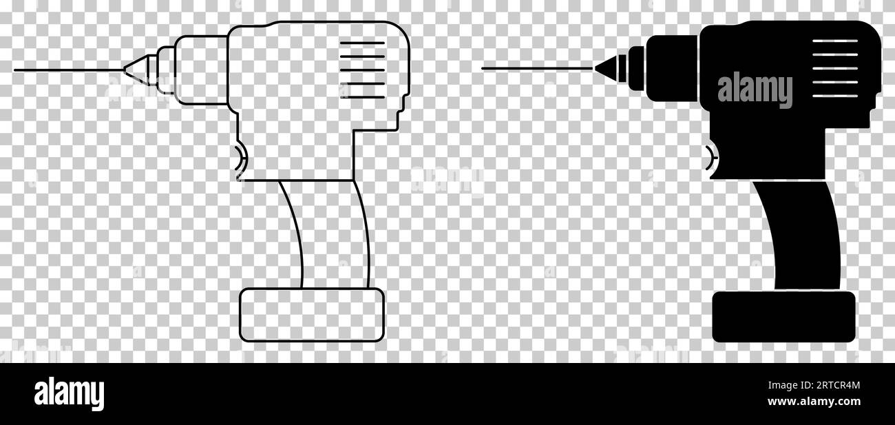 Set of drill line and flat icons. Vector illustration isolated on ...