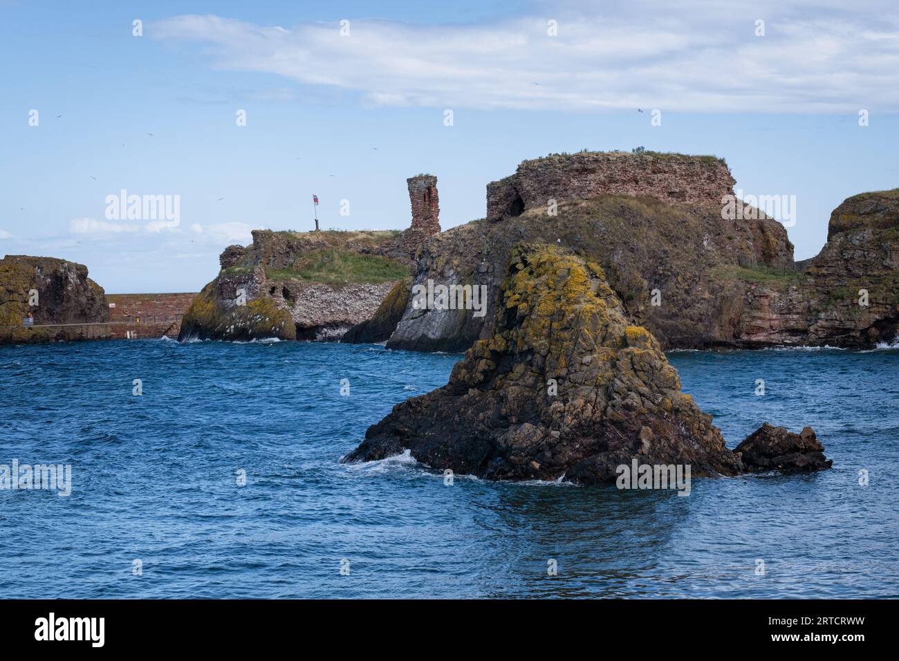 View of the ruined castle of Dunbar Castle, East Lothian, Scotland ...