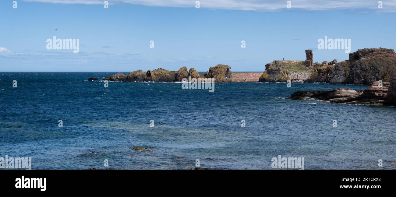 View of the ruined castle of Dunbar Castle, East Lothian, Scotland ...