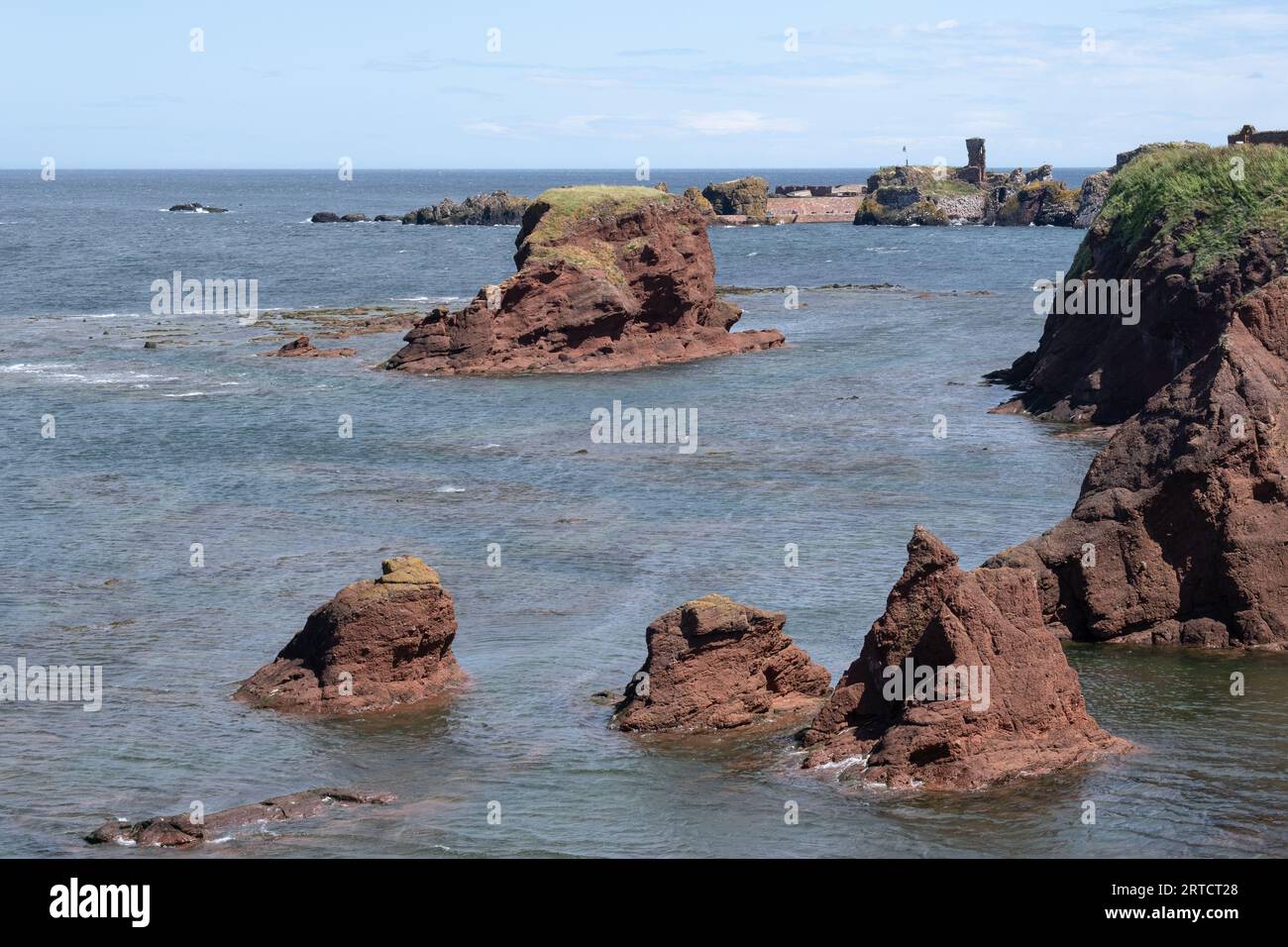 View of the ruined castle of Dunbar Castle, East Lothian, Scotland ...