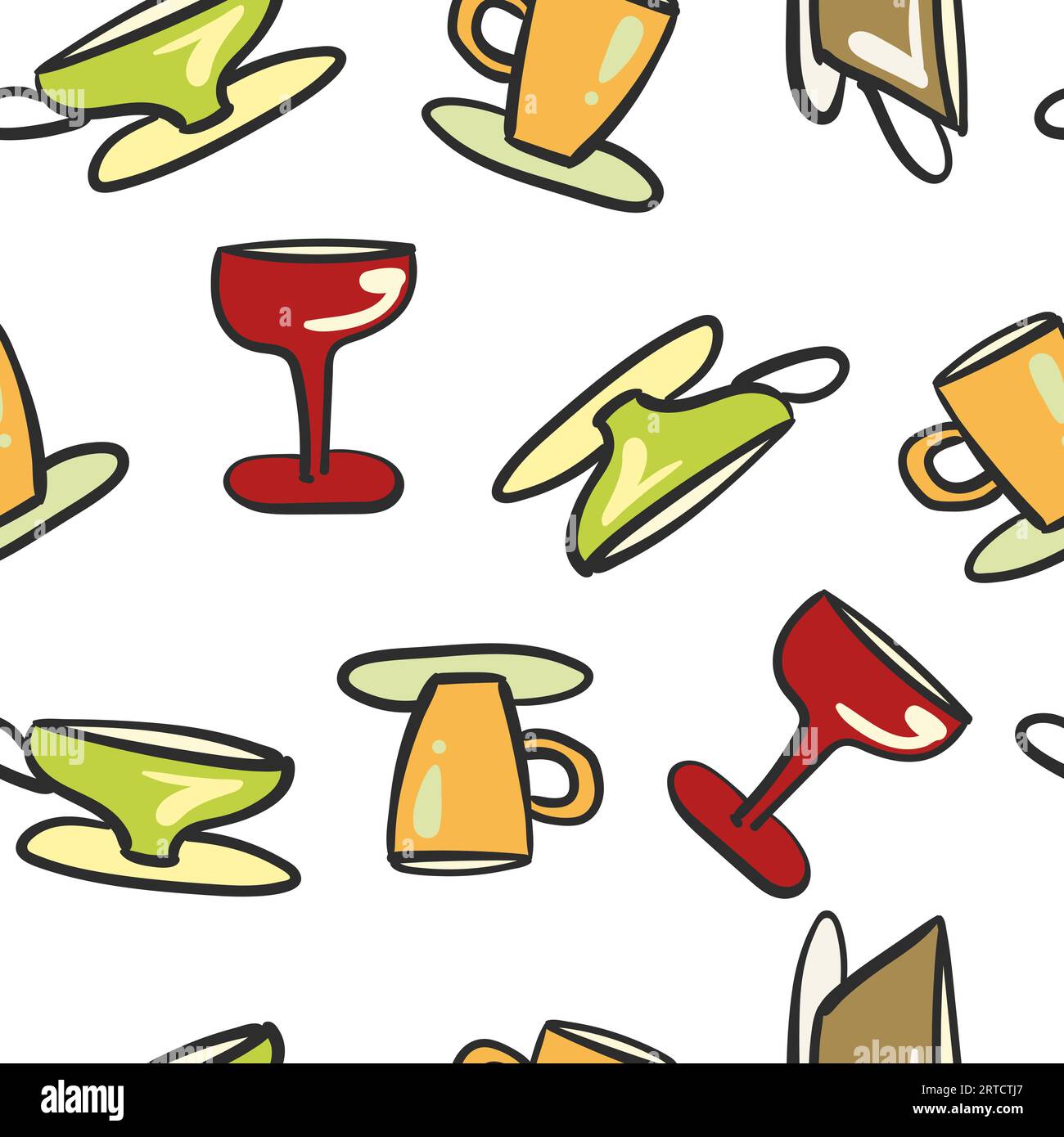 Seamless background cartoon beverage glassware Stock Vector Image & Art ...