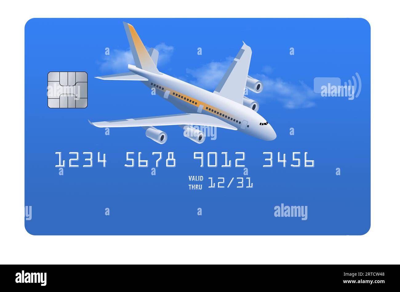 A air travel rewards credit card with an airliner in the design is seen ...