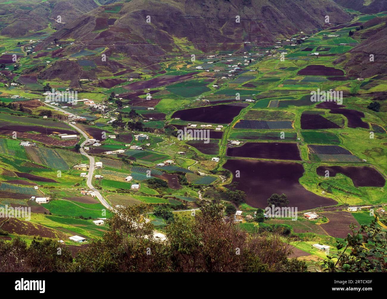 Aerial view of agricultural fields in the mountain, Tuñame, Trujillo ...