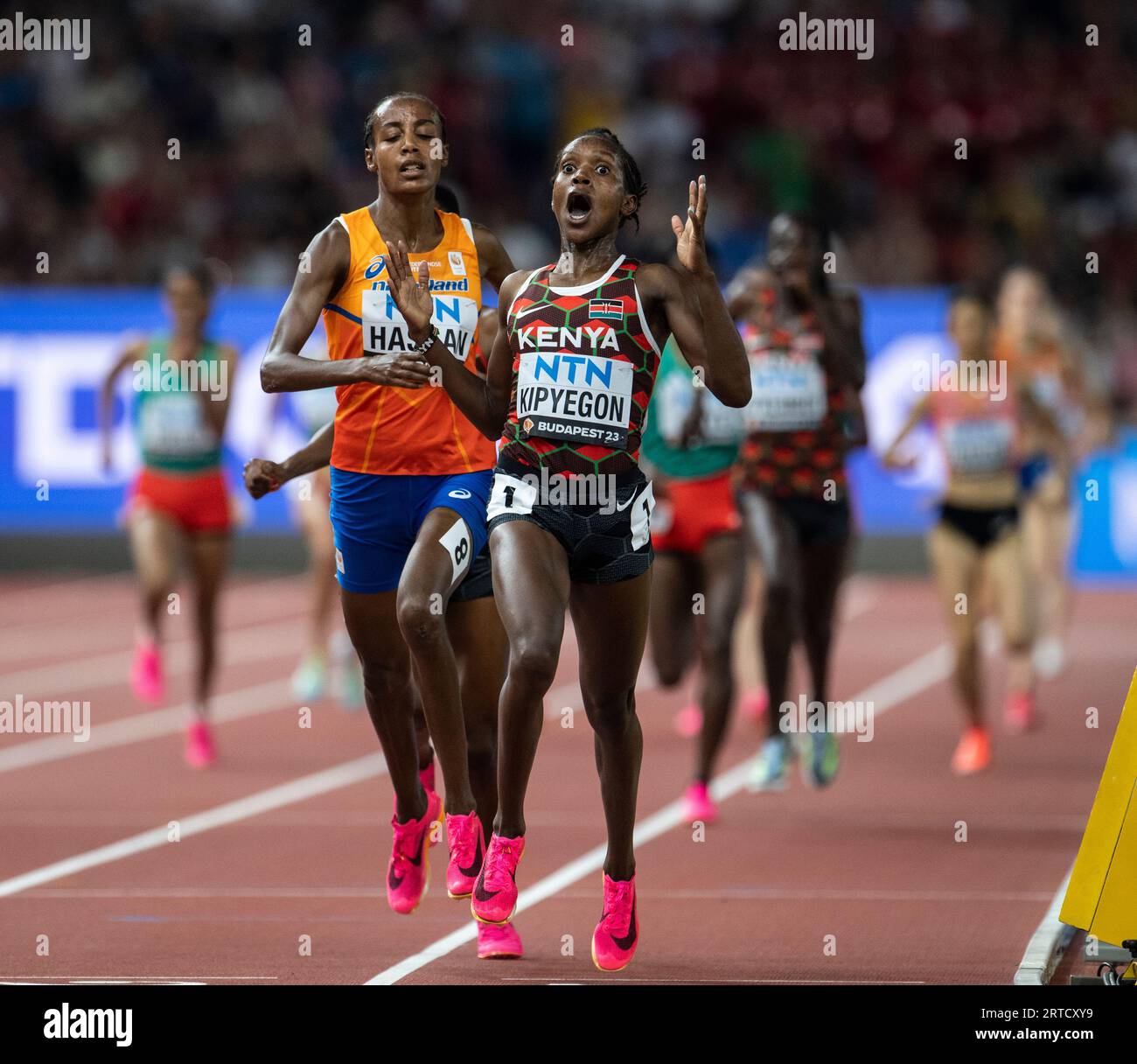 Faith Kipygon of Kenya crosses the finishing line to win the women’s ...