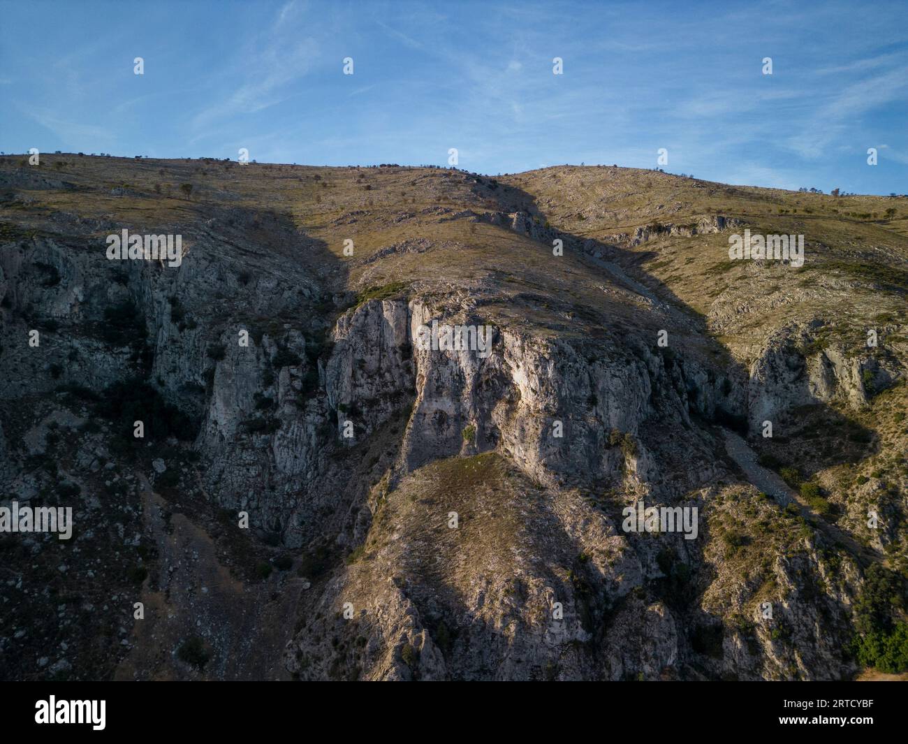 Aerial view of Serra D'Alfaro in Malafi ravine, Tollos village ...