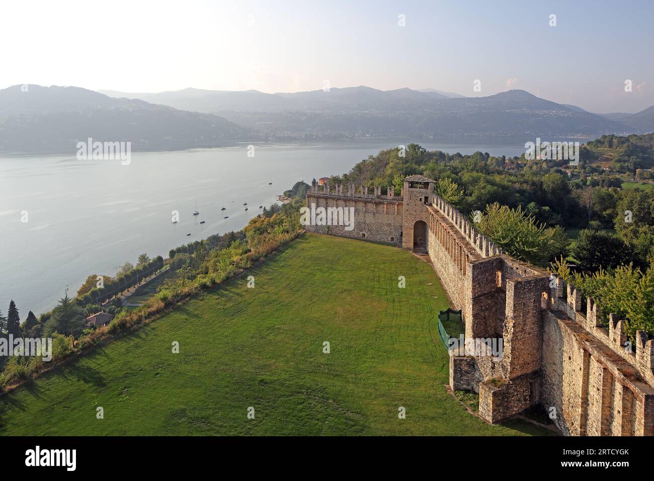 Garden and ramparts of the Rocca di Angera castle of the Visconti ...
