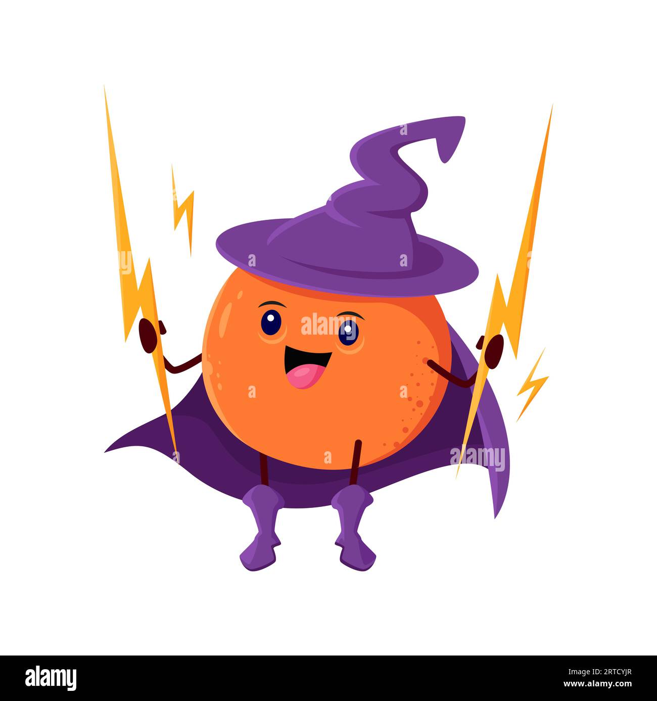 Cartoon orange fruit wizard or magician character. Vector citrus with ...