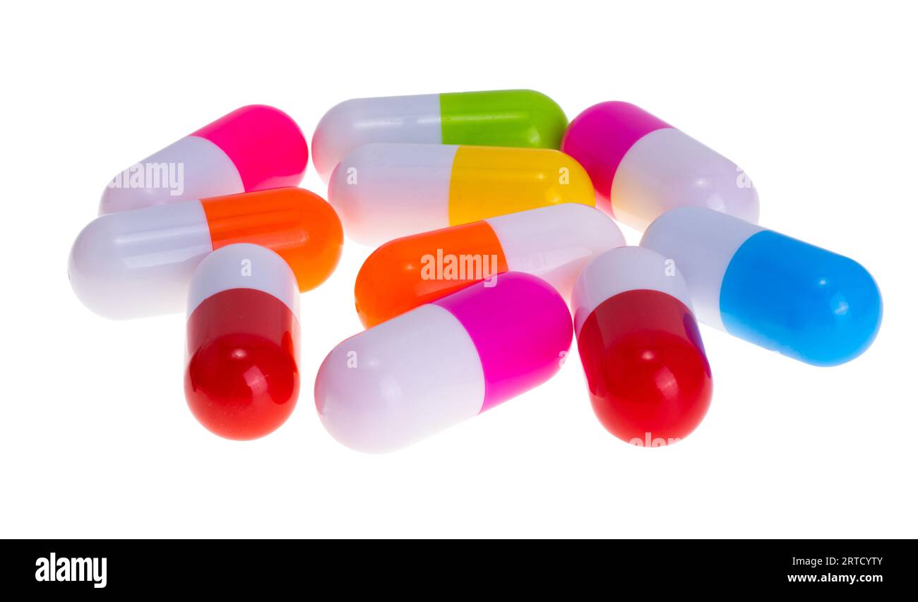 medical capsules isolated on white background Stock Photo - Alamy