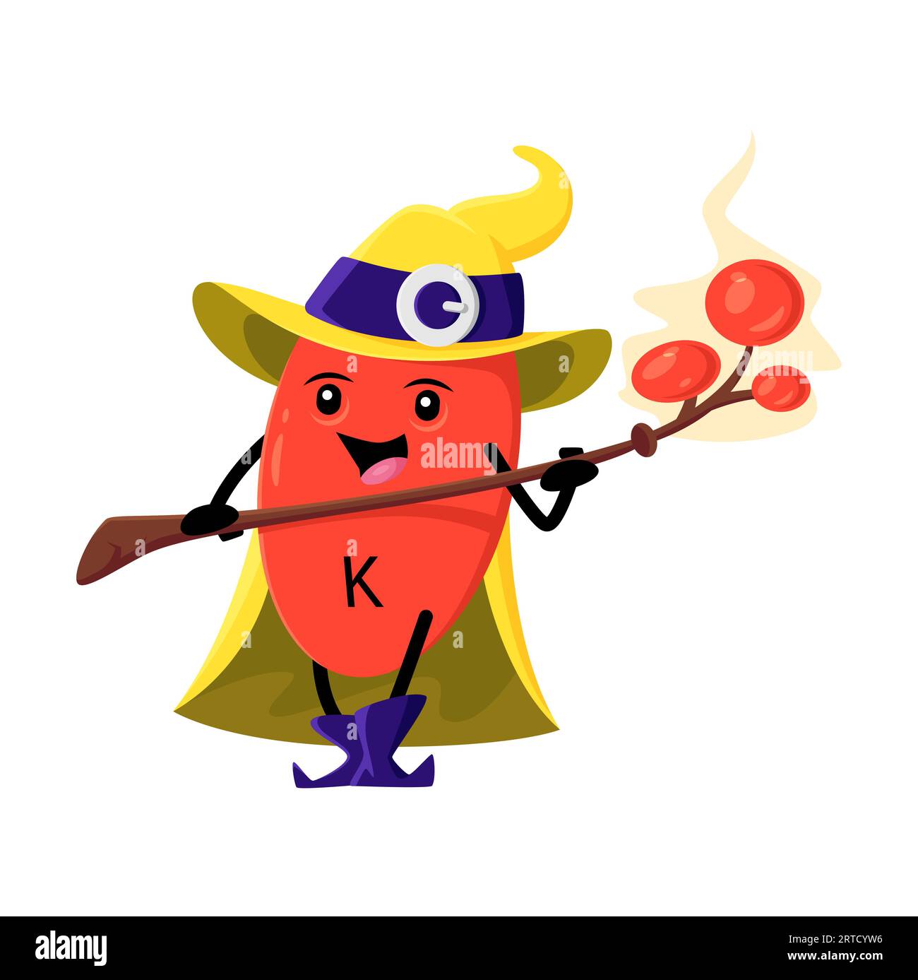 Cartoon potassium kalium mineral micronutrient warlock character ...