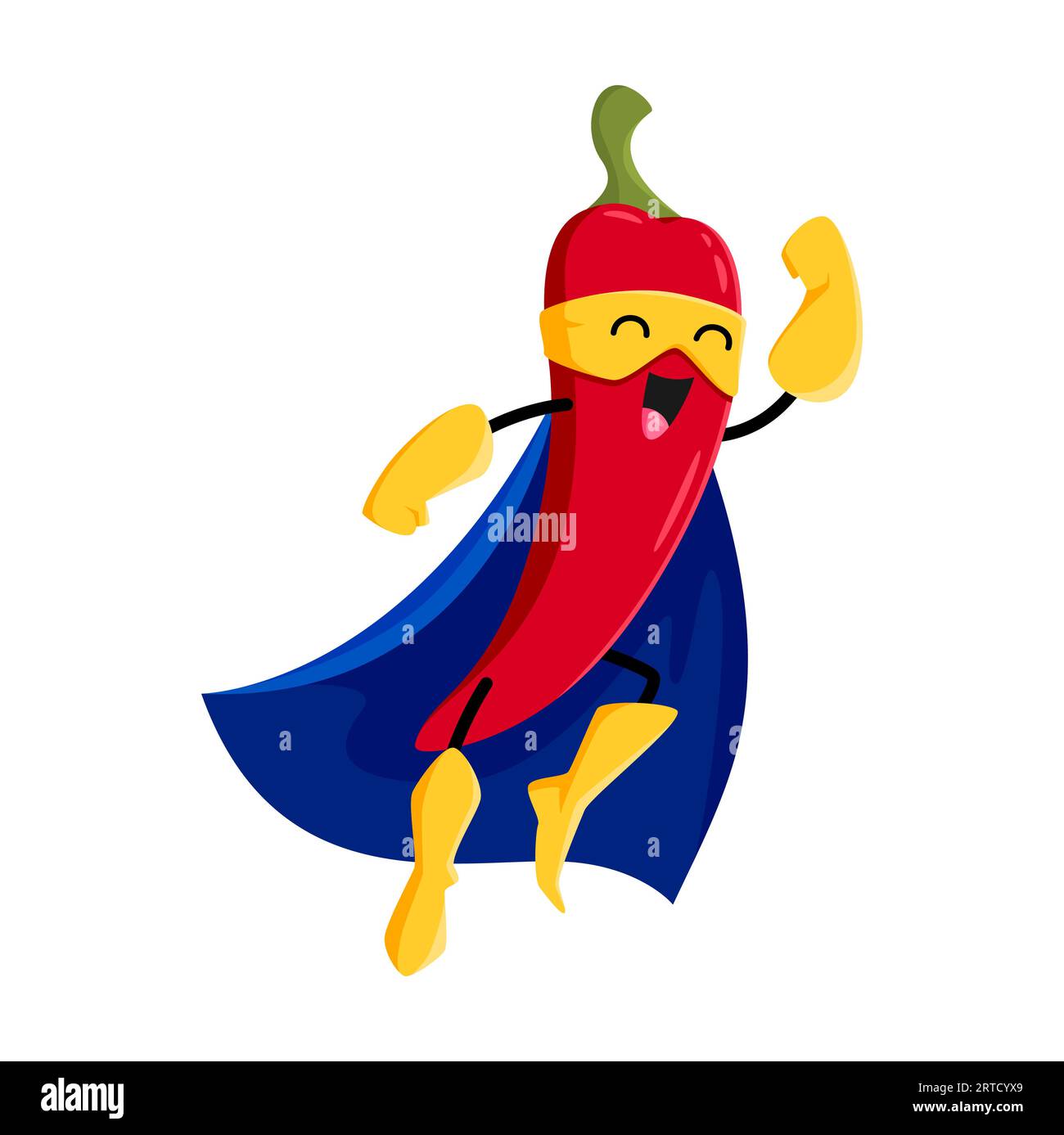 Cartoon chili pepper vegetable super hero character. Isolated vector ...